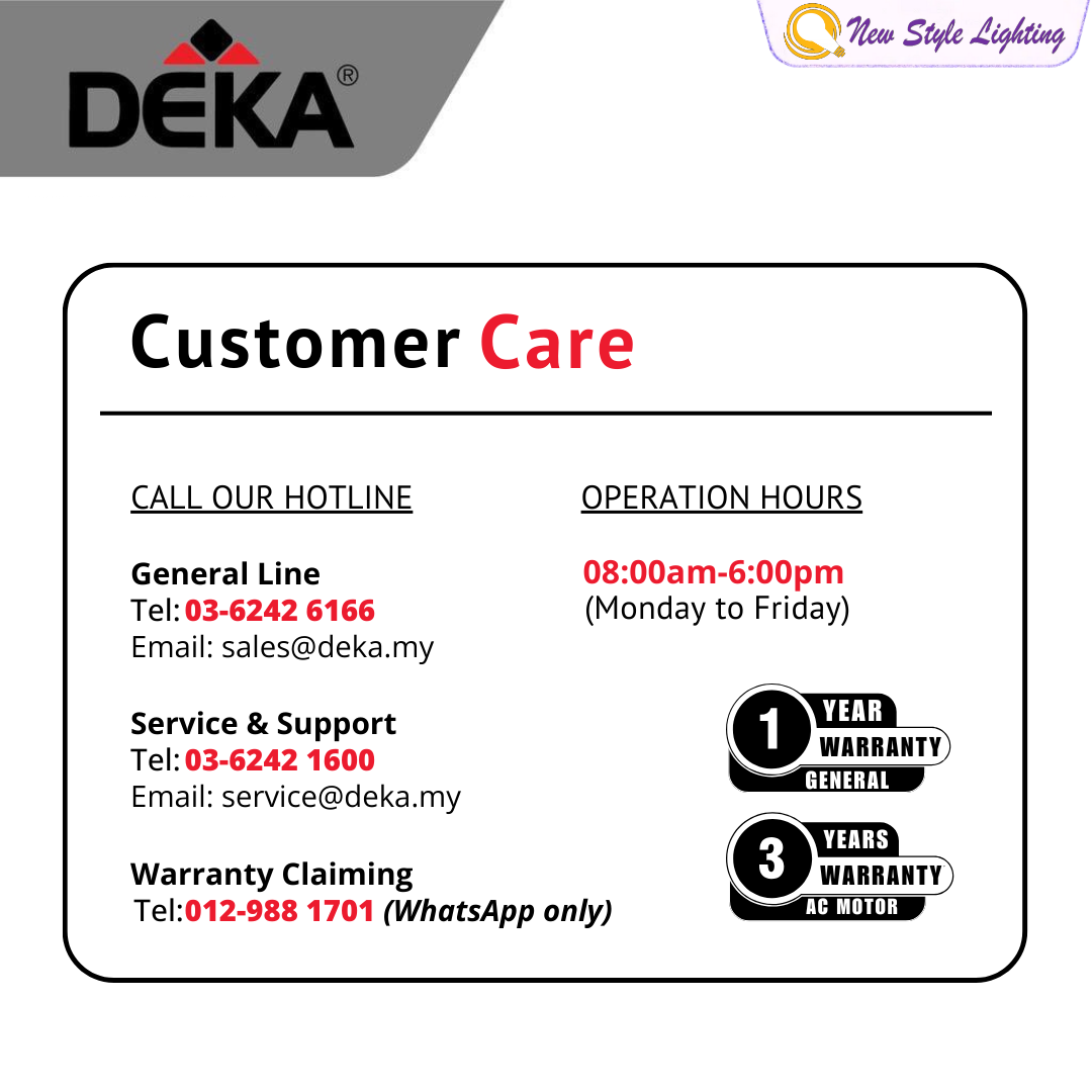 DEKA DR9 3 Metal Blades 60" 5 Speed Electronic Regulator Non Remote Control Ceiling Fan SIRIM ...
