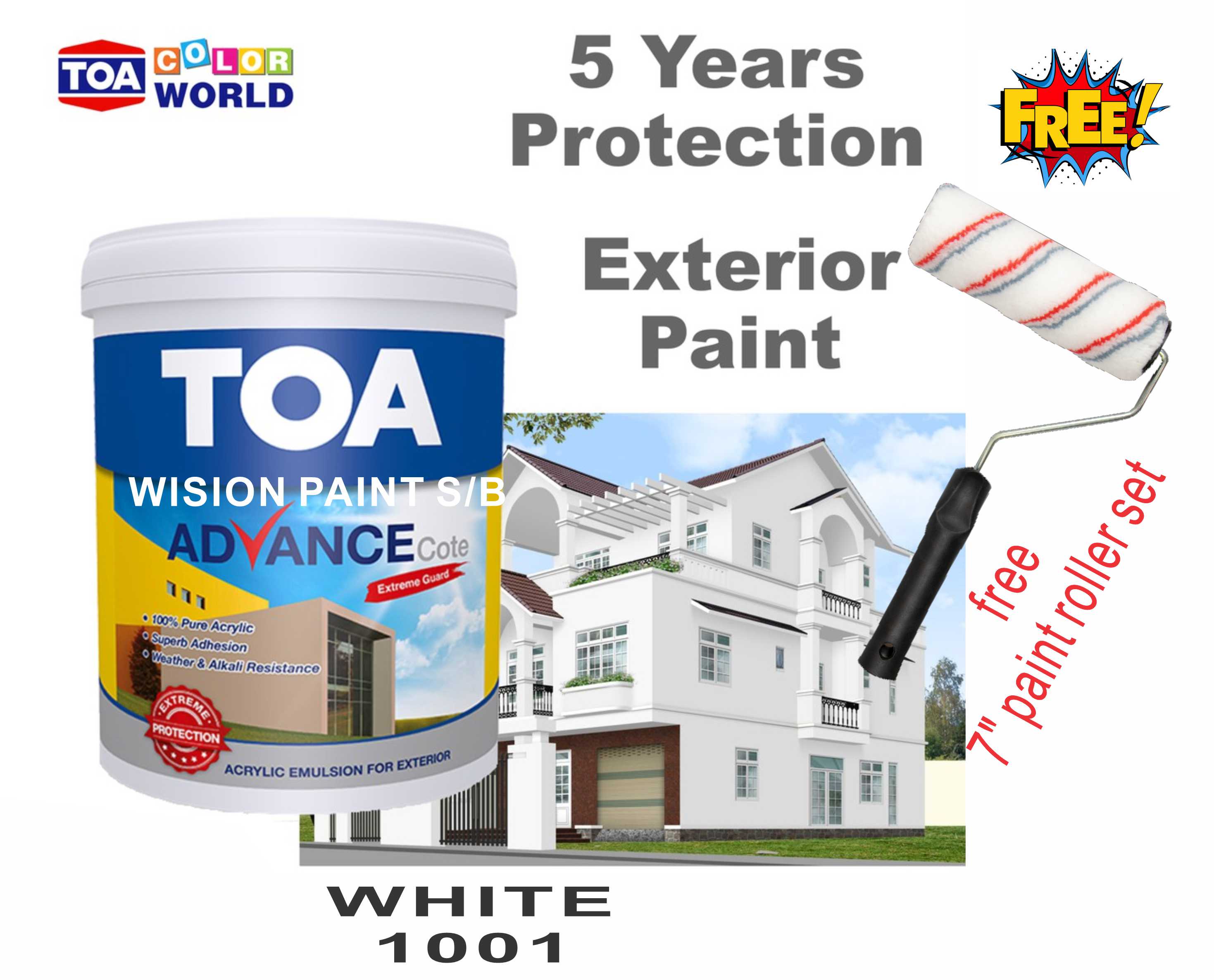 15L ( WHITE ) TOA Advance Cote Extreme Guard ( FREE 7" ROLLER SET ) Cat ...
