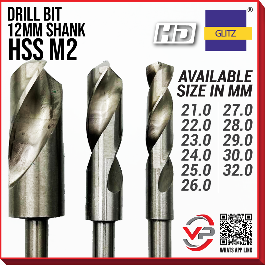 GLITZ HSS M2 Drill Bit HighSpeed Steel 21 22 23 24 25 26 27 28 29 30 32 mm x1 Pc Metal Mata Bit ...