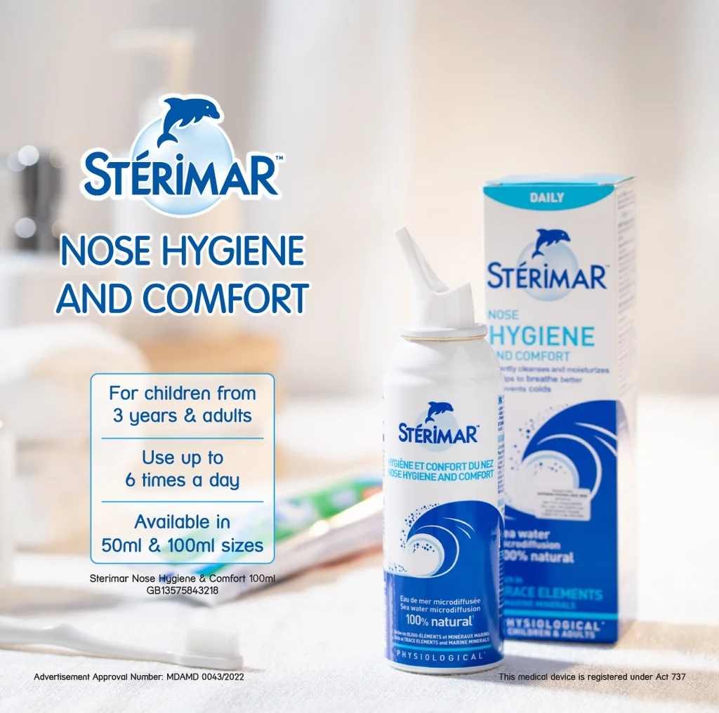 DAILY 50ML STERIMAR NOSE HYGIENE AND COMFORT NASAL SPRAY 温和清洁和清理全家人的鼻腔 ...