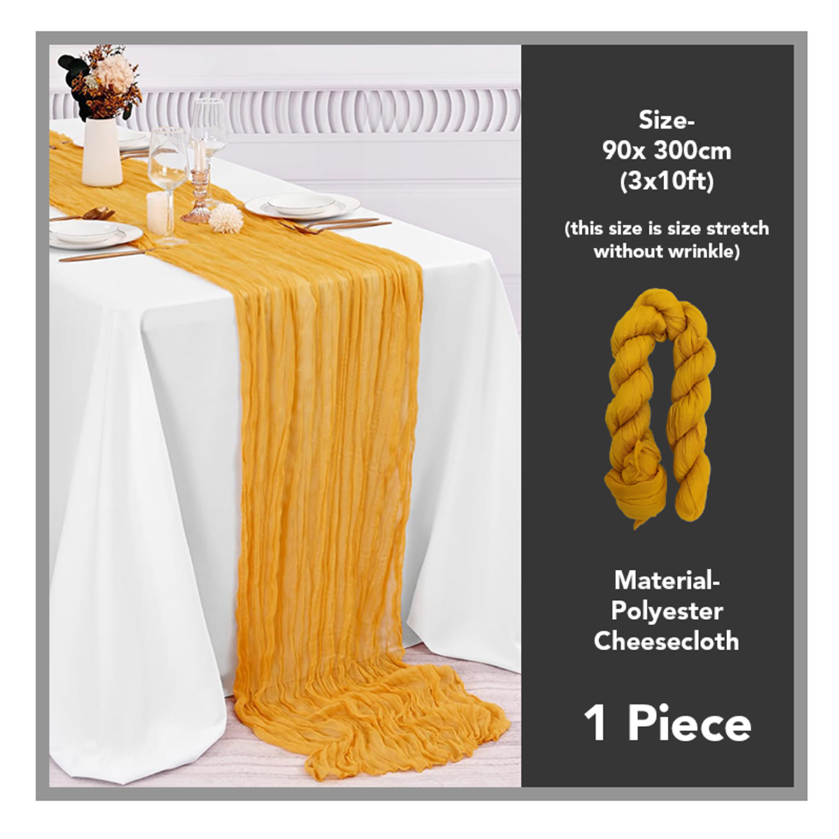 ACEVE DREAM READY STOCK Crumpled Table Runner Cheese Cloth Wrinkle ...