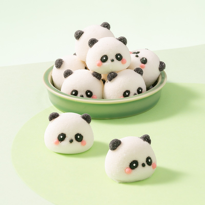 3D Panda Head Shape Marshmallow 3D 小熊猫棉花糖 Marshmallow Cartoon Candy ...