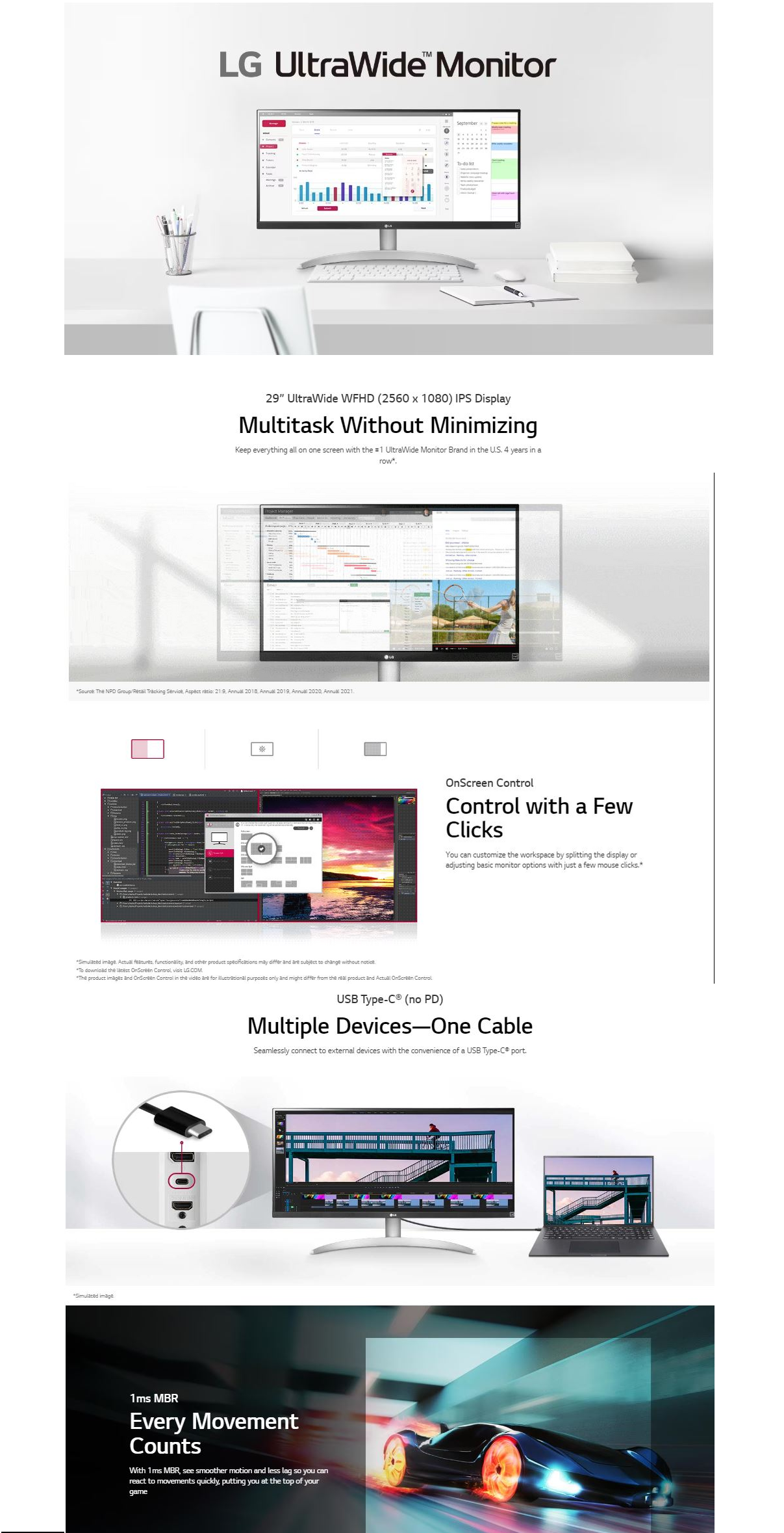 LG MONITOR 29WQ600 29" FHD IPS PANEL HDR10 | AMD FREE SYNC | WITH USB ...