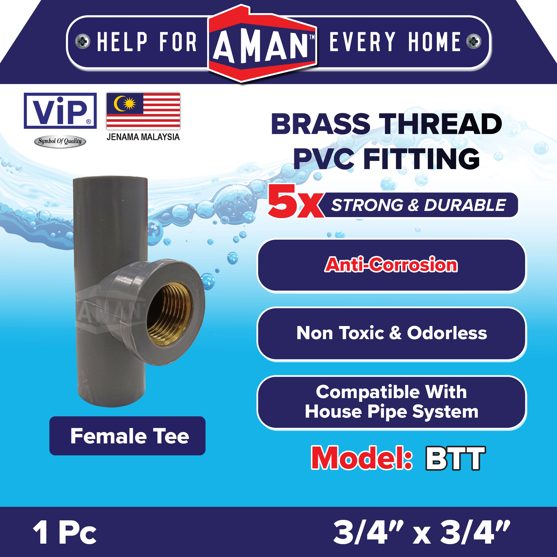 ViP Brass Thread PVC Fitting 1/2" 15mm Female Socket Elbow 90° Tee DIY ...