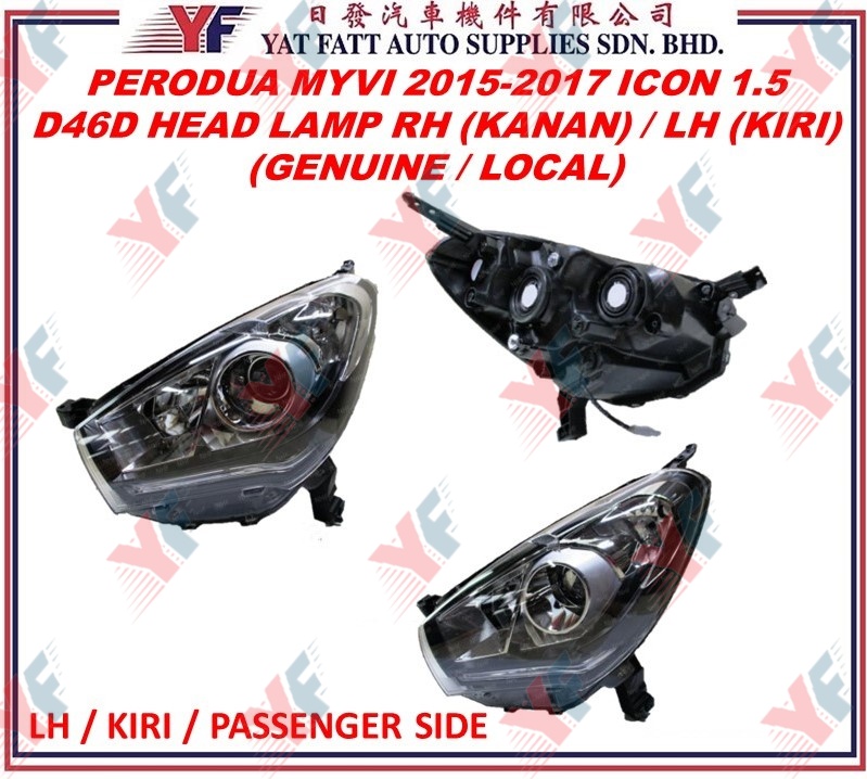 PERODUA MYVI 2015 ICON 1.5 D46D HEAD LAMP RH (KANAN) / LH (KIRI ...