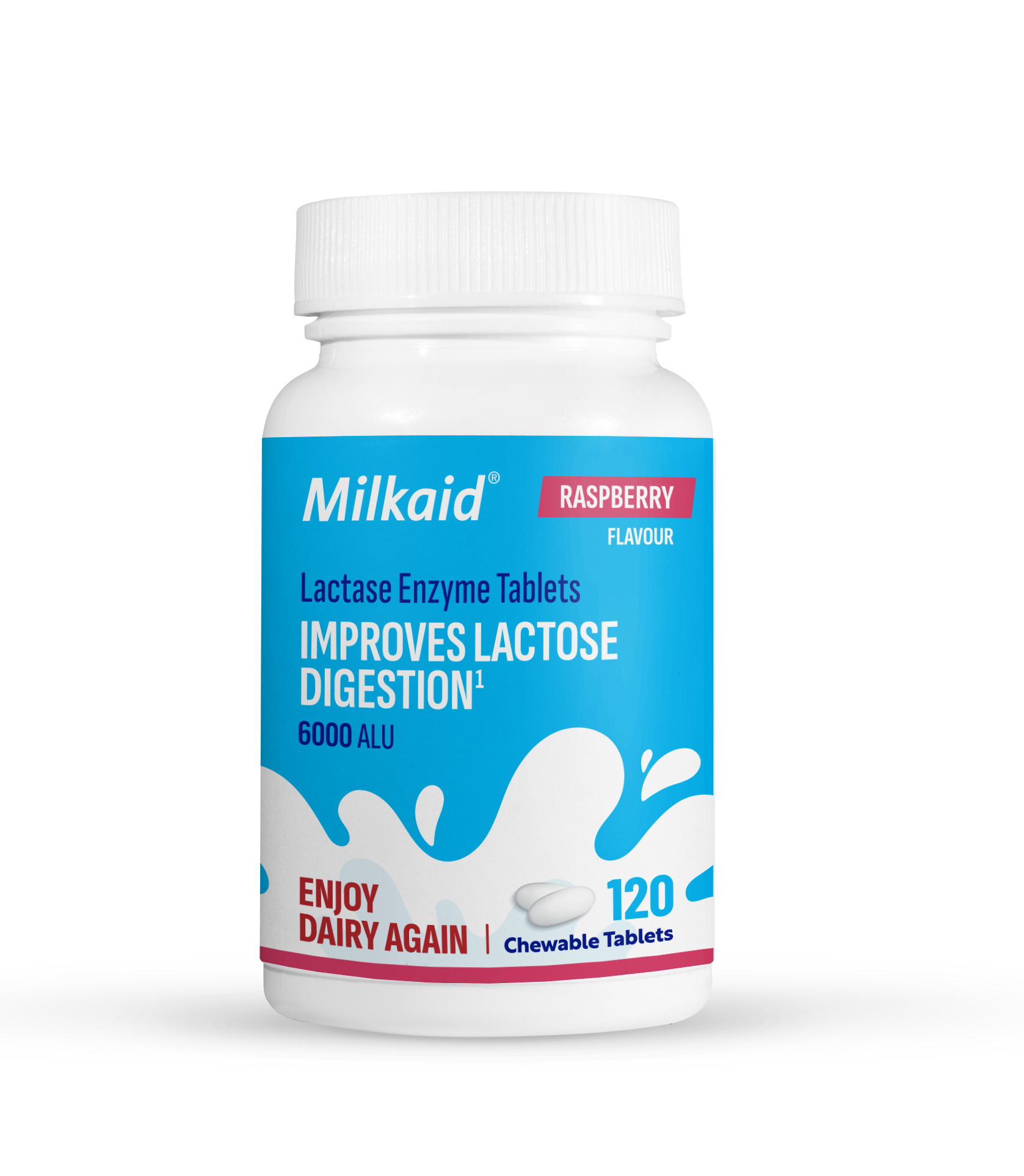 MILKAID Lactase Enzyme Tablets 120's for Lactose Intolerance Relief ...