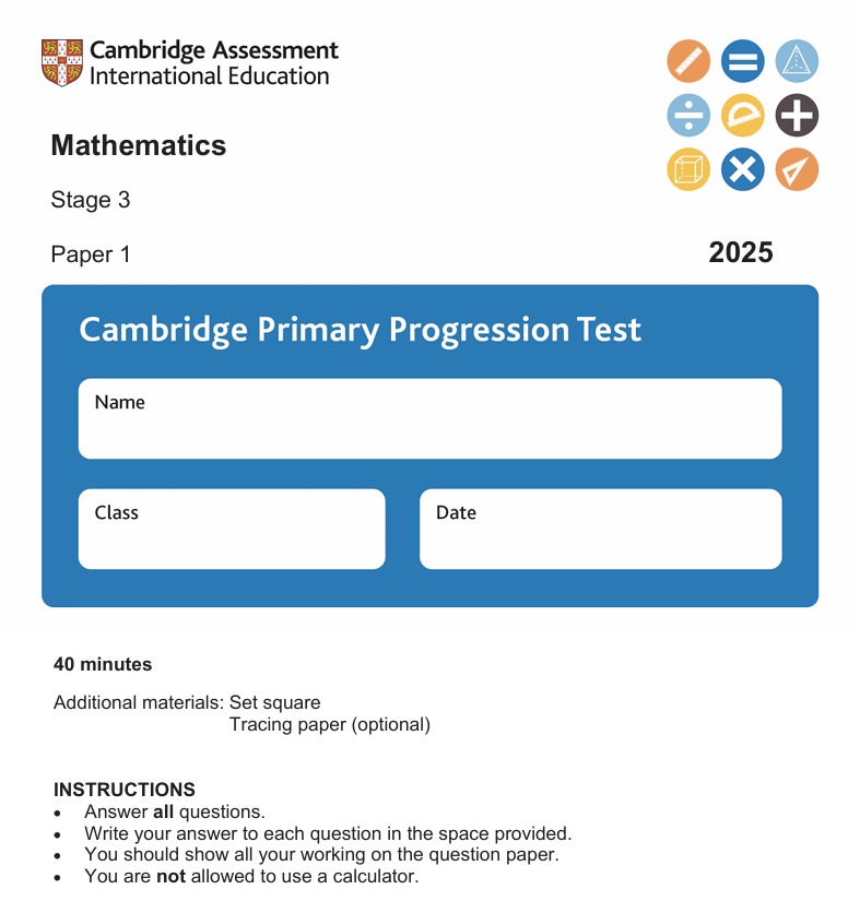 PTM [LATEST 2026] Cambridge PRIMARY Progression Test Math + Answers ...