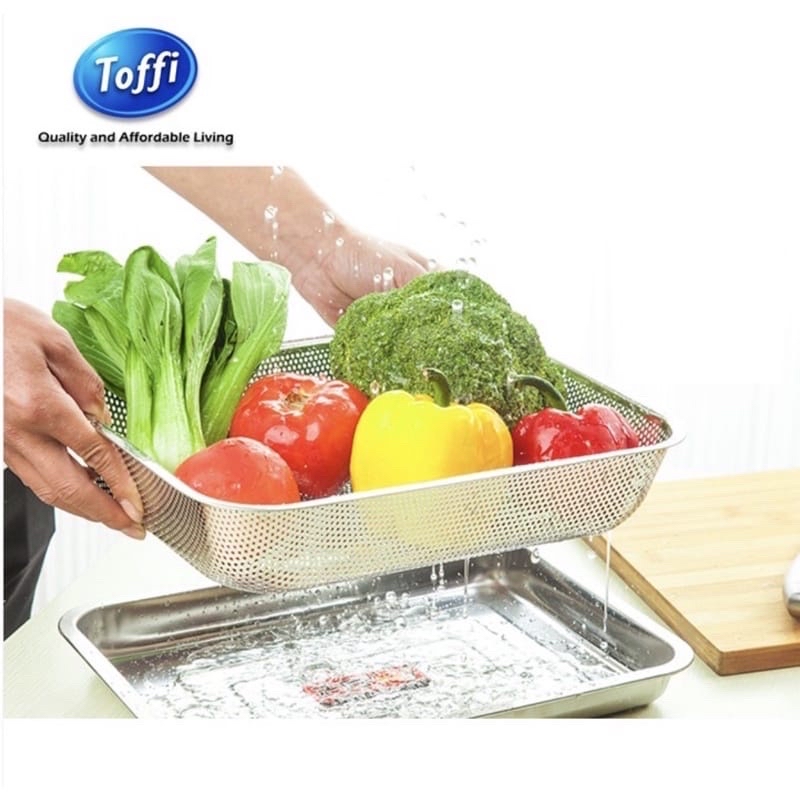 Stainless Steel Rectangular Colander / Strainer / Storage Basket -TOFFI ...