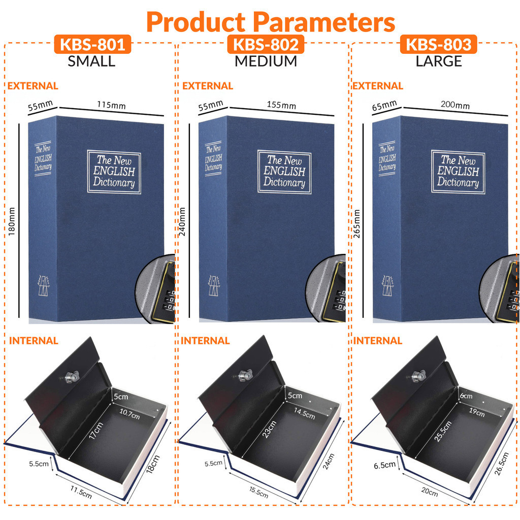 Safety Box Book Safe Passcode Hidden Storage with Lock Money Saving Box ...