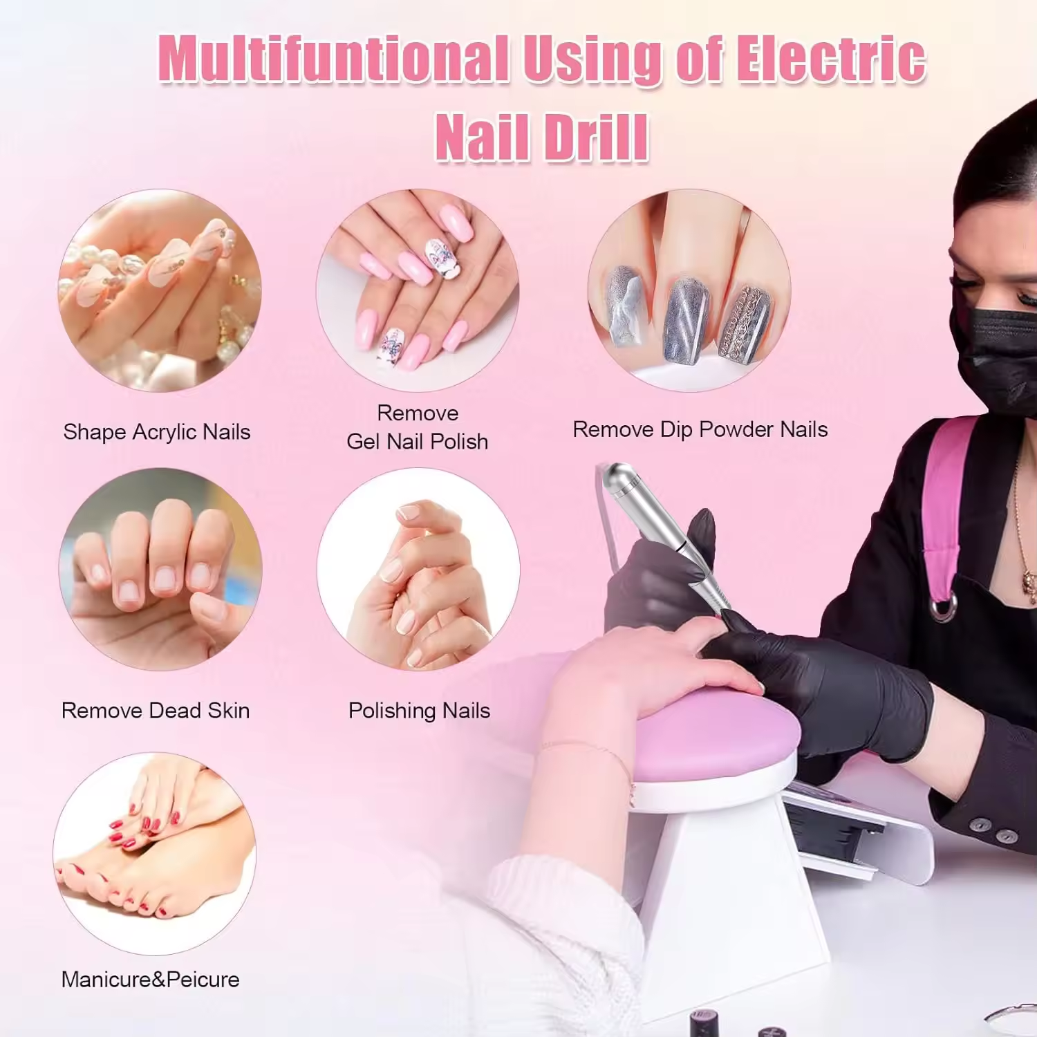 Nail Polisher Electric Small Rechargeable Nail Salon Professional Nail ...