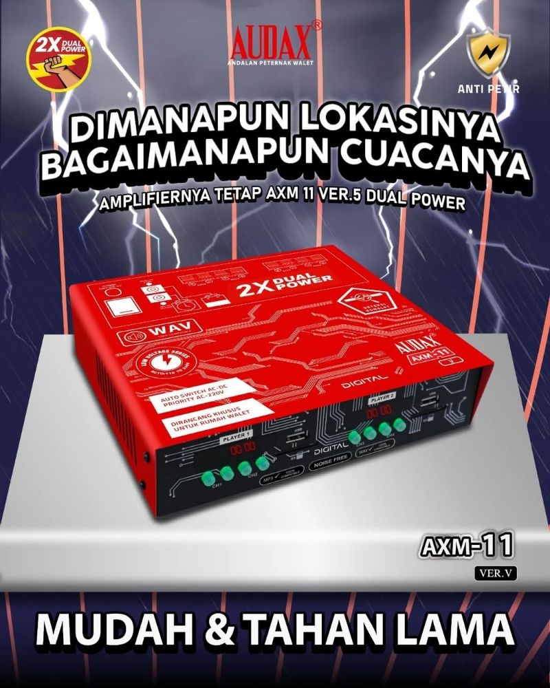 Audax Amplifier AXM-11-V Dual Power AXM-8 II Original Indonesia Ampli Burung Walet Audax ...