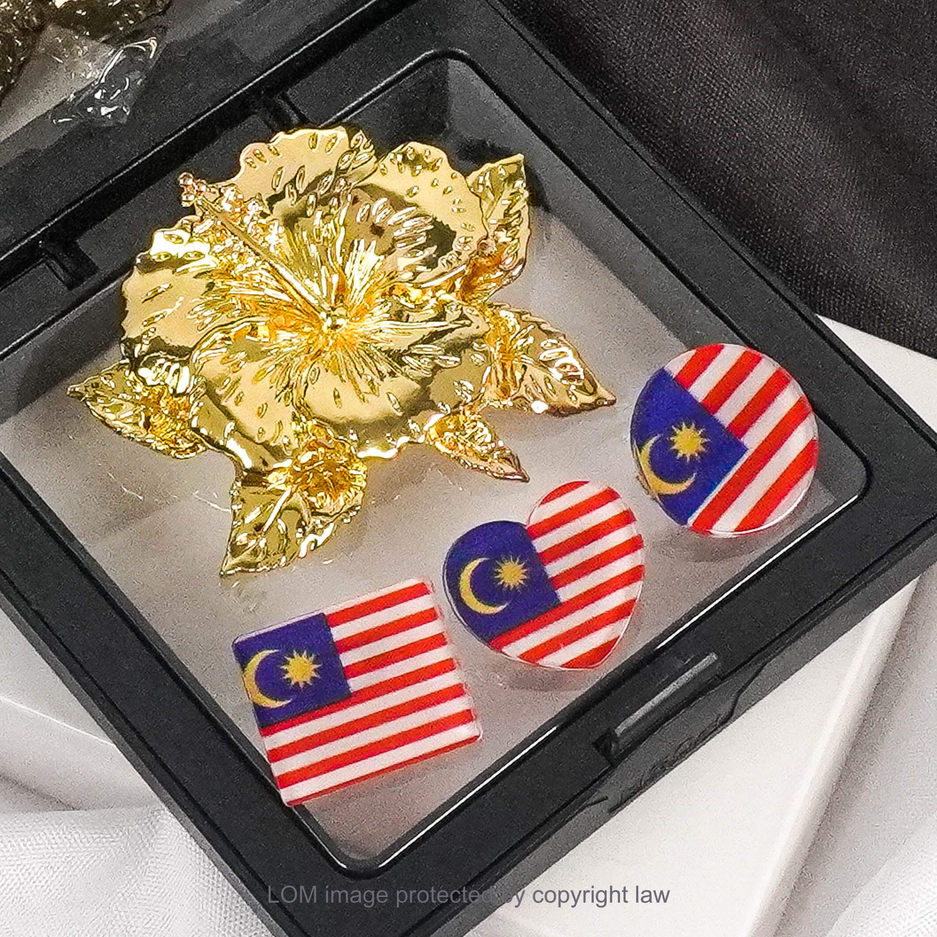 Set Brooch Bendera Malaysia Jalur Gemilang Kerongsang Bunga Raya ...