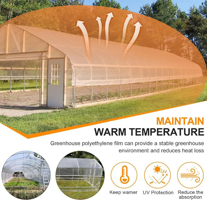 250 Microns UV Plastic Sheet Plastic Sheeting Clear Greenhouse Film Use ...