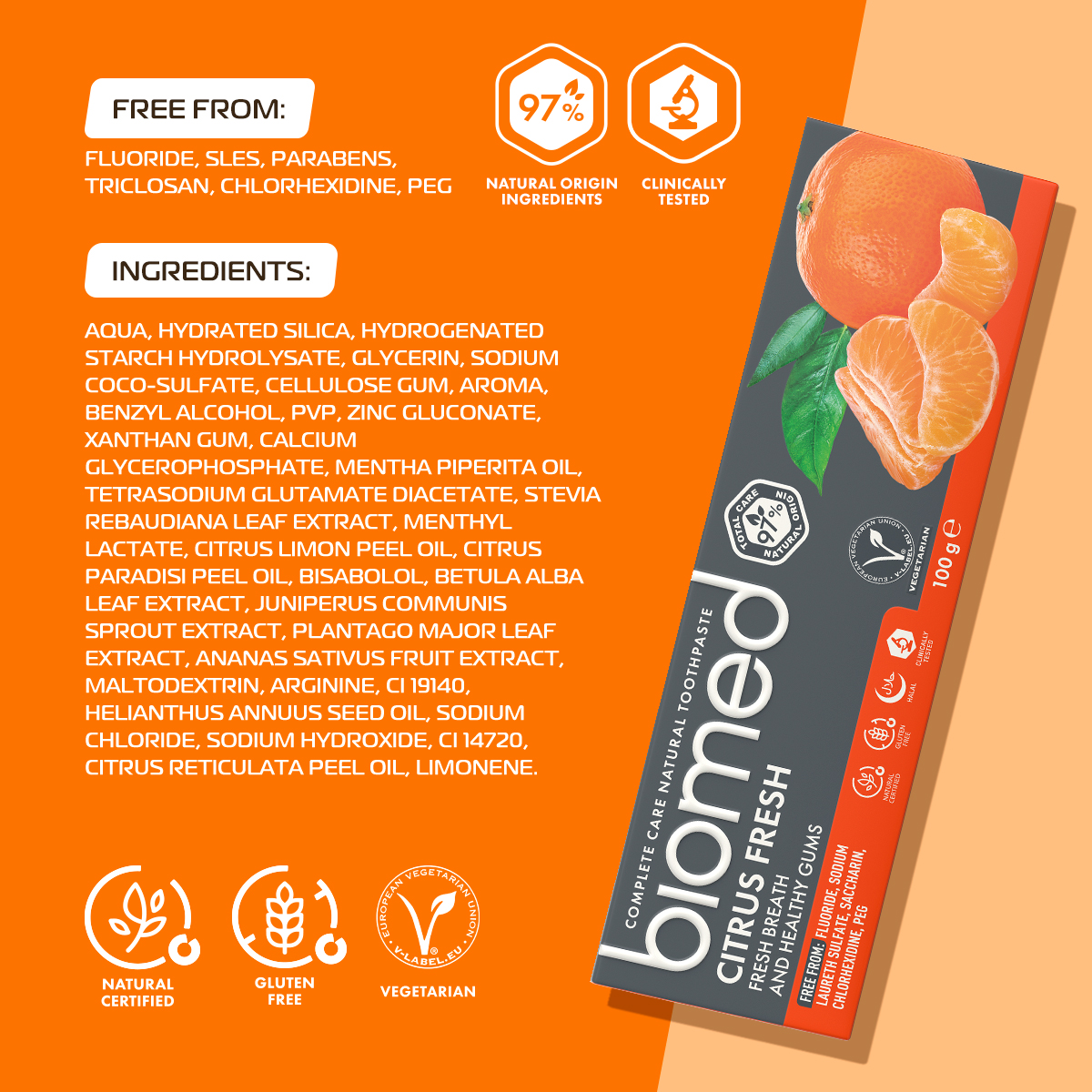 Biomed Natural Toothpaste Citrus Fresh | Antibacterial whitening, Nafas ...
