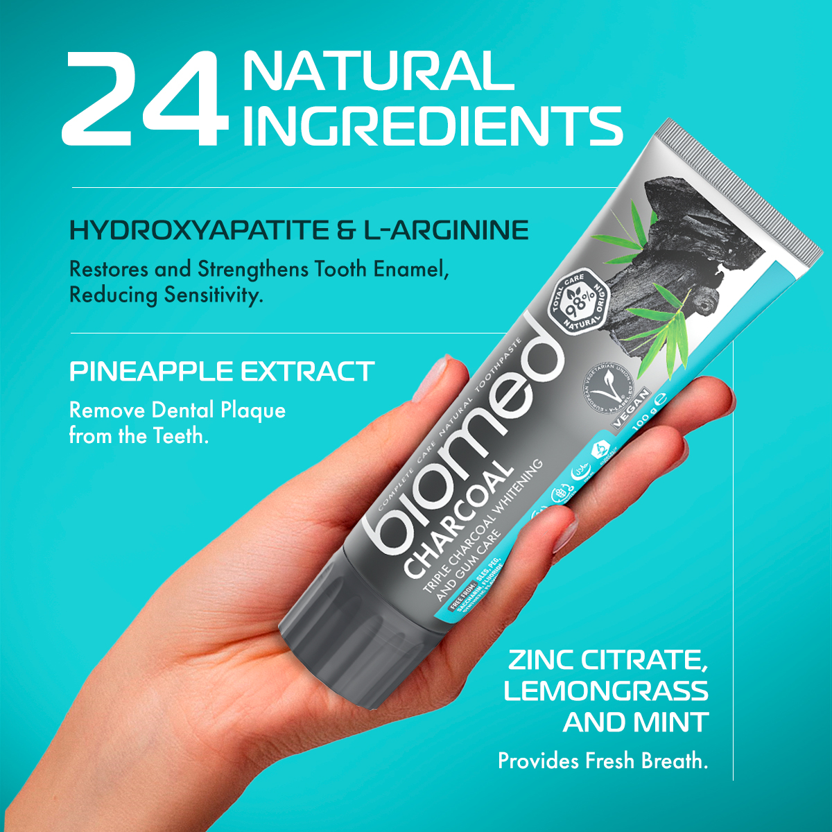 Biomed Complete Natural Toothpaste Charcoal for Gum Care, enamel ...