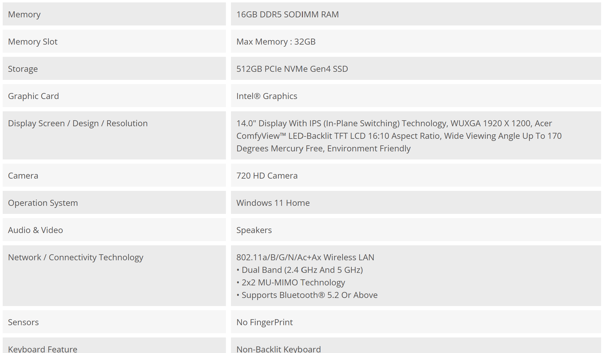 ACER Aspire GO 14 Ai 14" WUXGA Core Ultra 5-AG14-71M-5529 Core Ultra 7-75LG(16GB Ram/512GBb Ssd ...