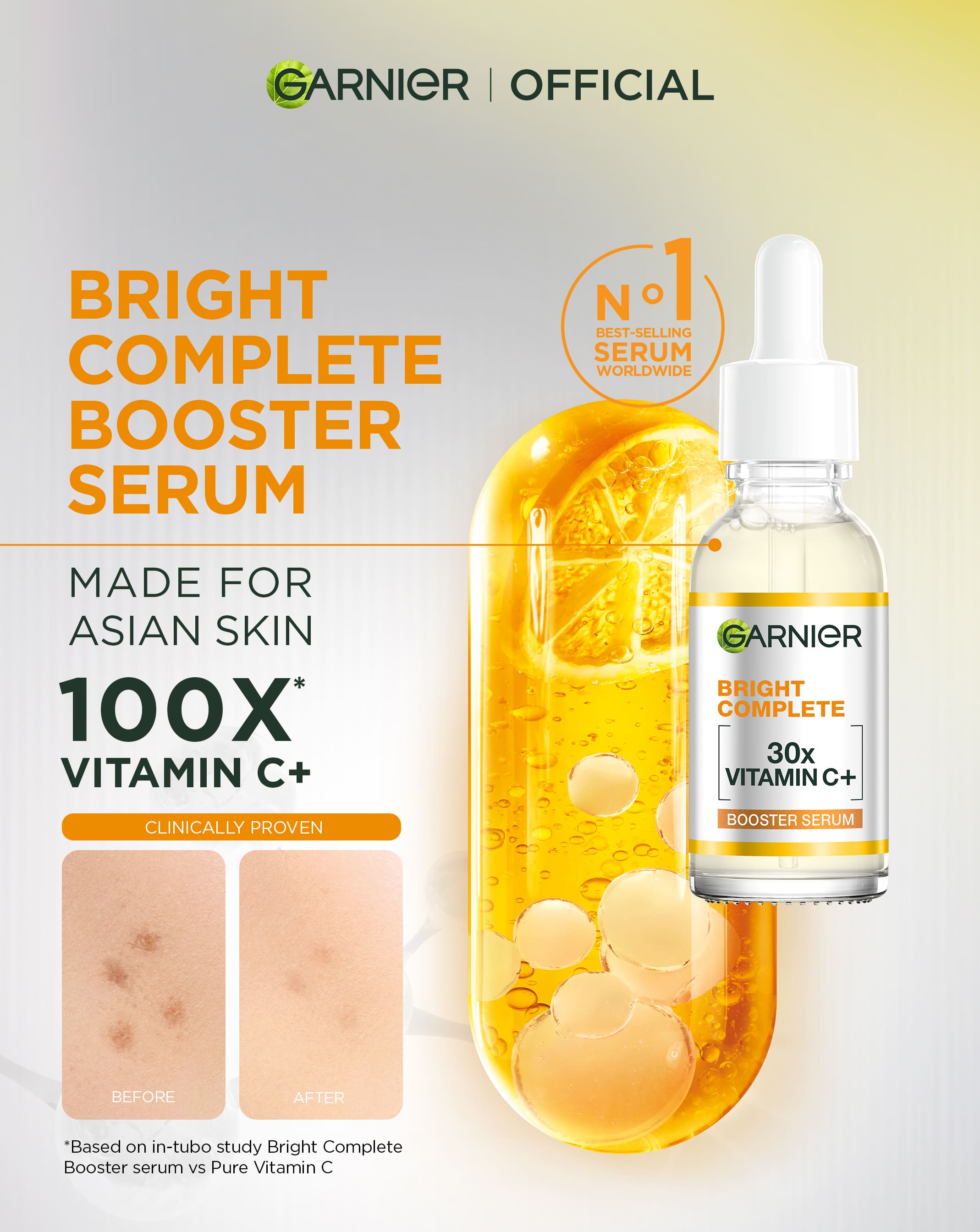 BESTSELLER Garnier Bright Complete Vitamin C+ BHA Niacinamide Fade Dark Spot Serum (30mlx2) 100X ...