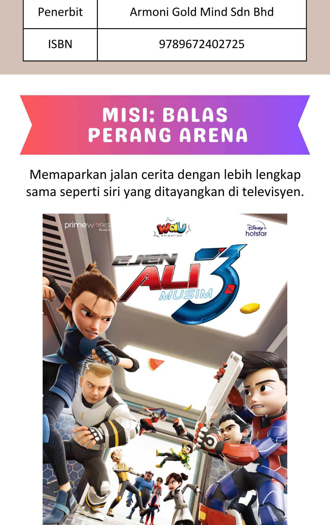 Komik Ejen Ali Season 3 EP 4 Misi Balas Perang Arena Komik Adaptasi 3 Komic kanak-kanak Buku ...