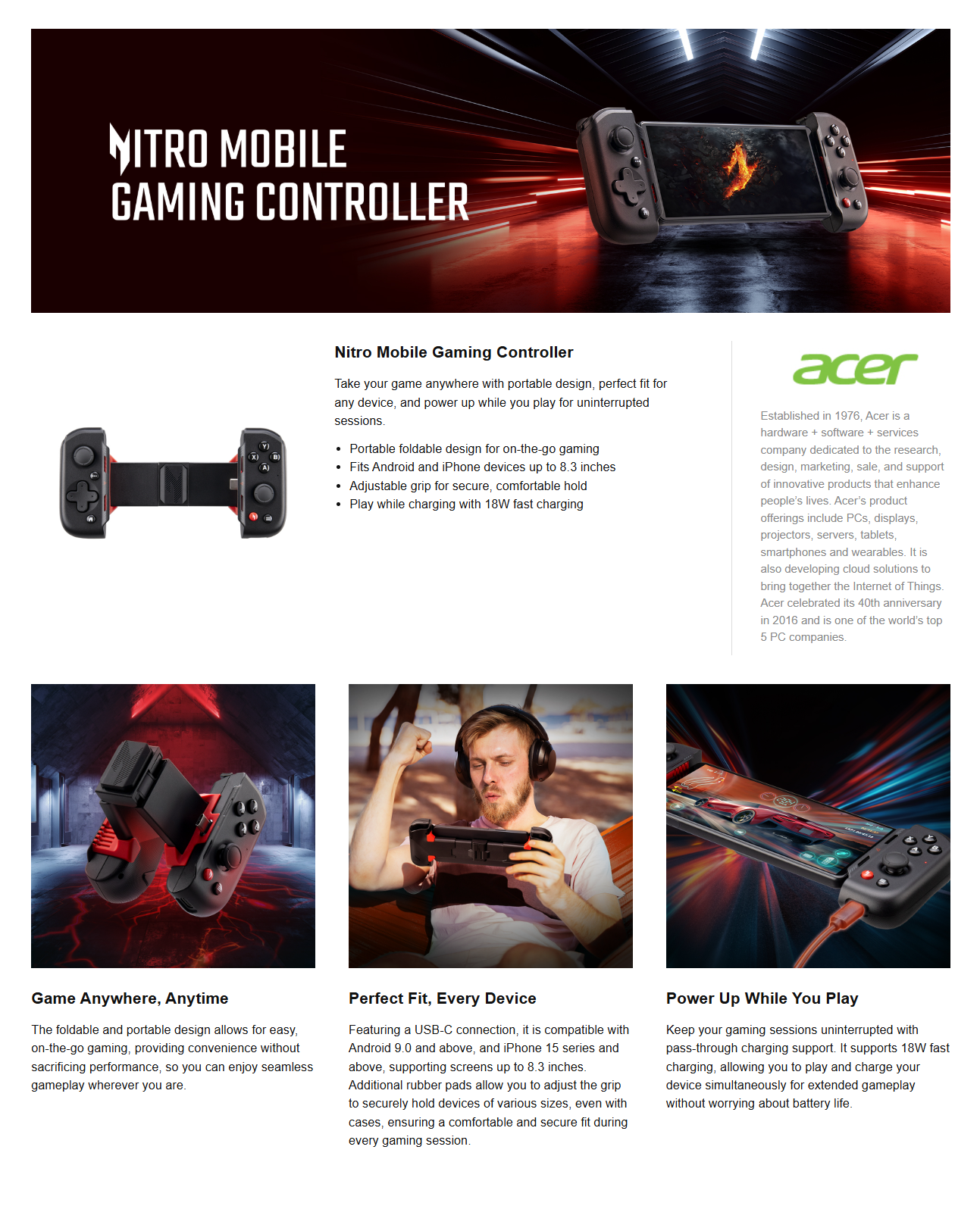 Acer Nitro Mobile Gaming Controller Black (Retail Pack) | Shopee Malaysia