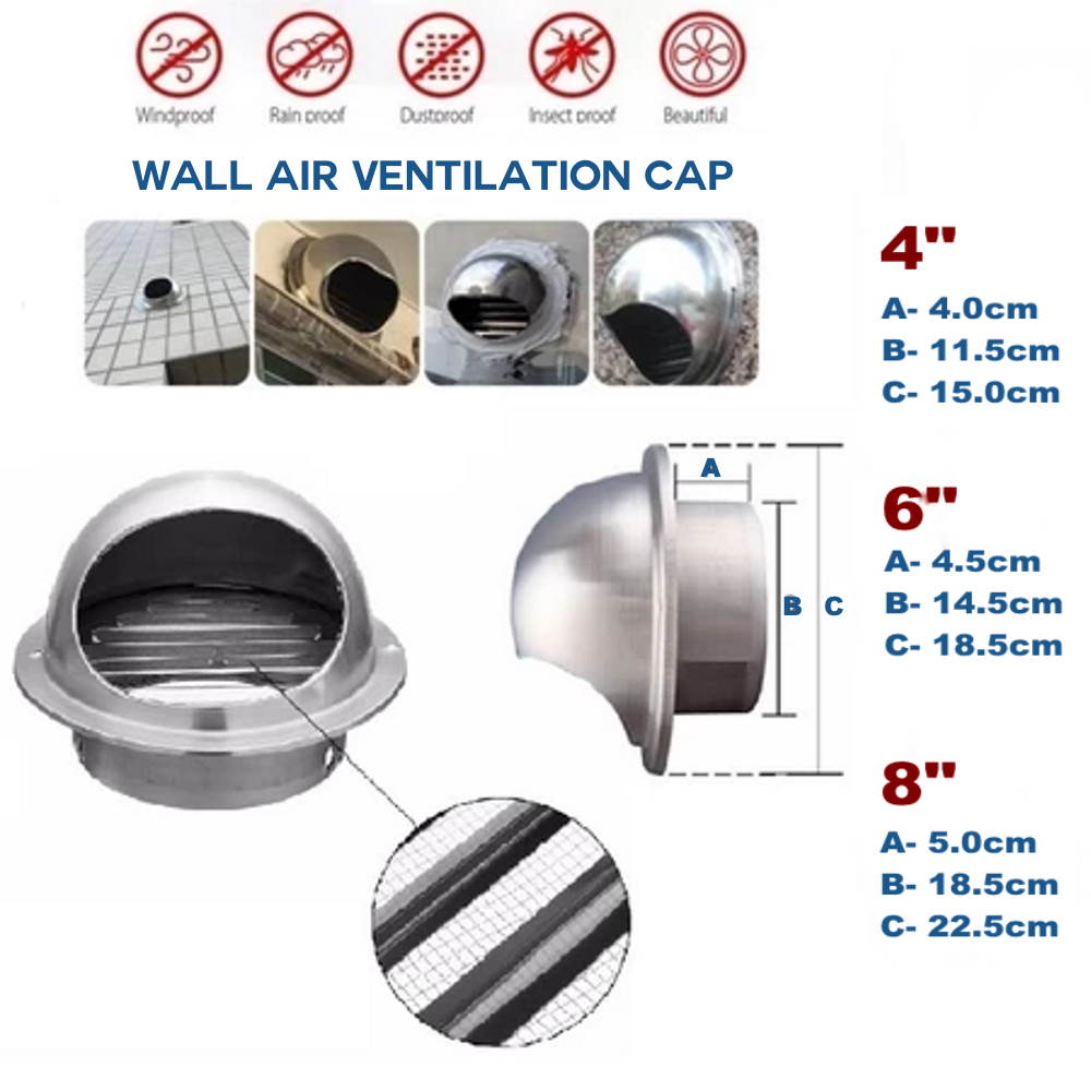 4"/ 6"/ 8" Ducting Kit Flexible Aluminium Duct Hose + Ventilation Cap ...
