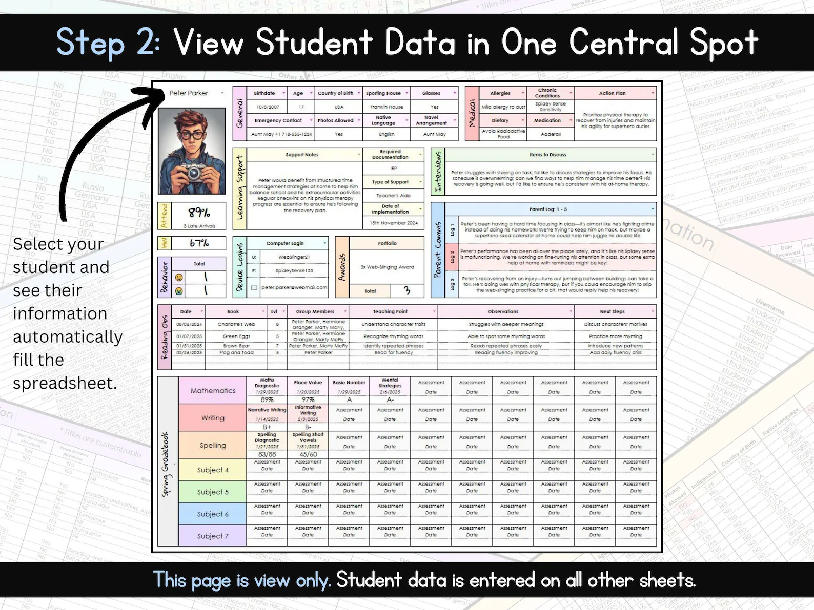 Teachers ULTIMATE Student Dashboard Classroom Management Spreadsheet ...