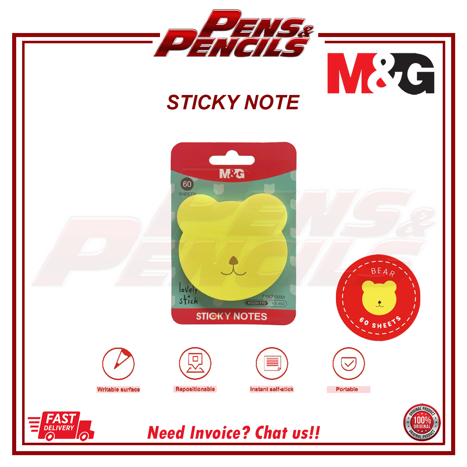 M&G Sticky Notes Fluorescent Color Cute Shape Sticky Note 60 Sheets 71 ...