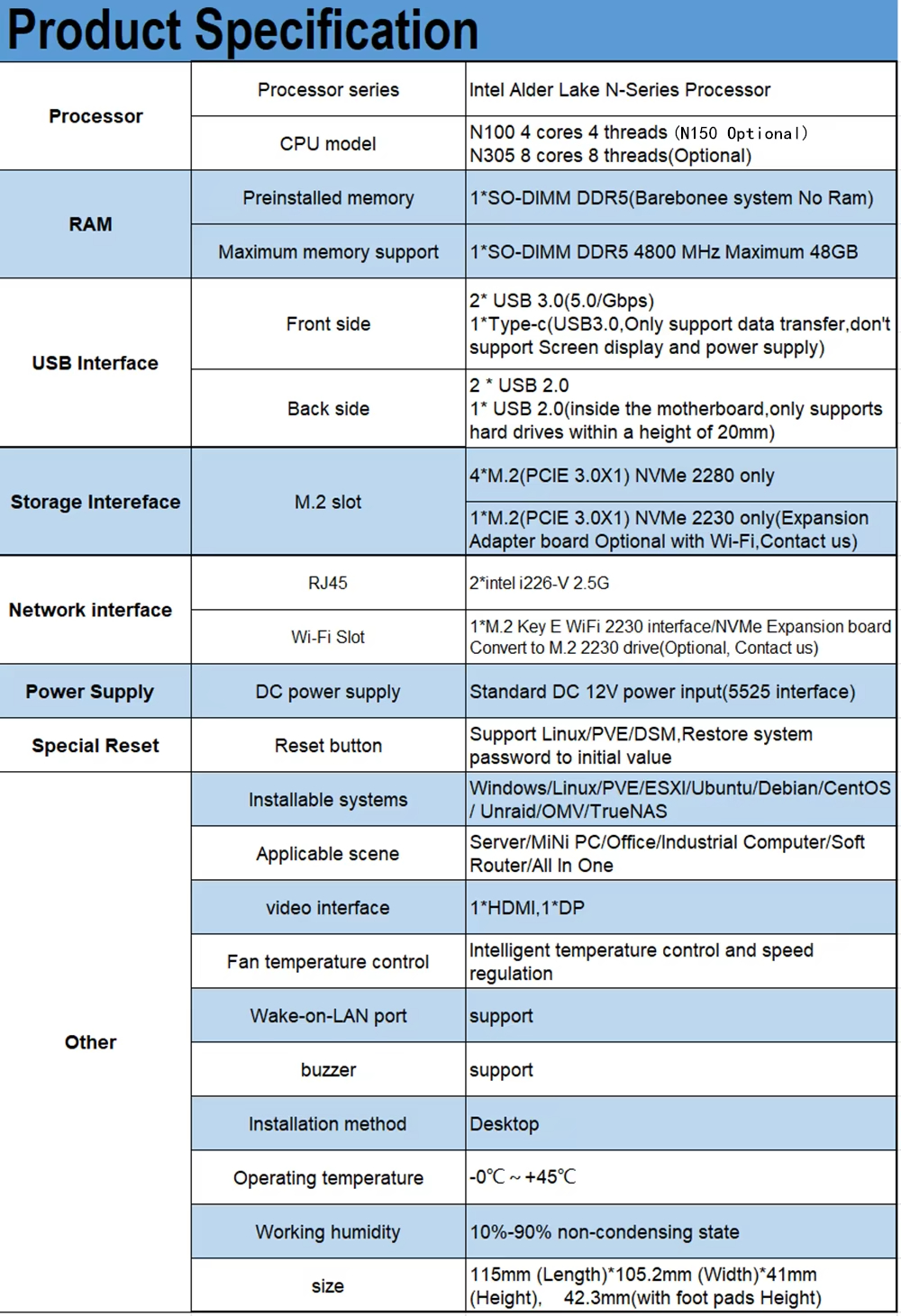 Maiyunda M1 N305 N150 4 bay Mini NAS Storage Server M.2 NVme PCIE3.0X1 ...