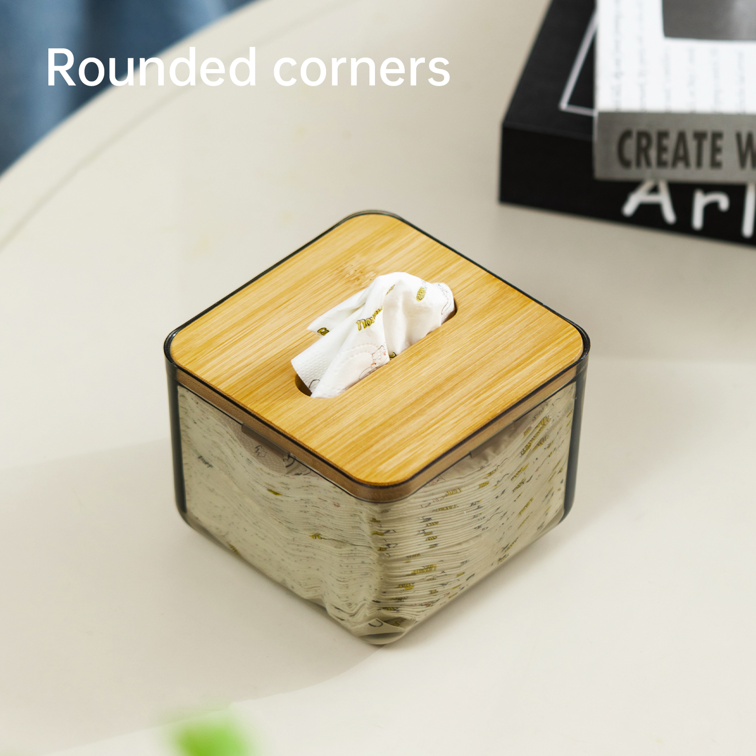 Vusign Kotak Tisu Tissue Holder Box Wooden Bamboo Cover Tisu Container ...
