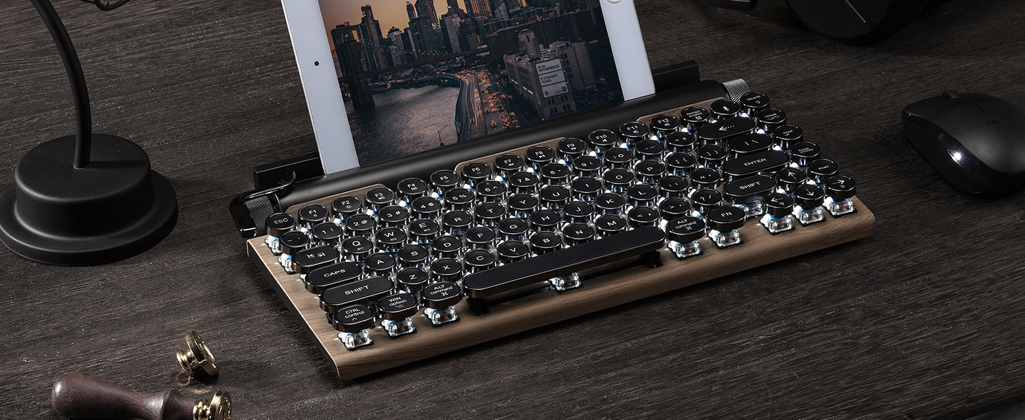 Wireless Keyboard – Bluetooth + Type-C | Typewriter Style, Mechanical ...