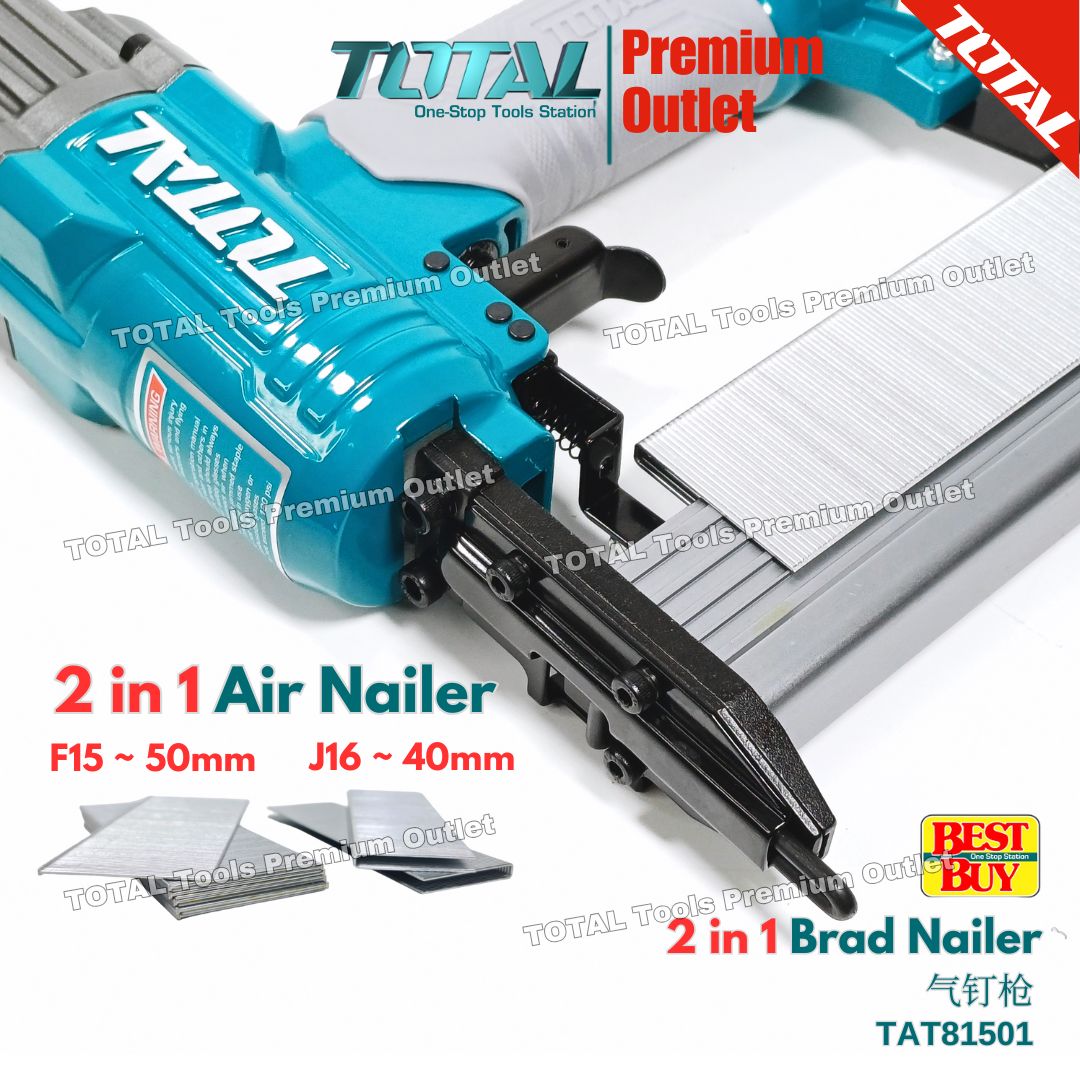 TOTAL 2 in 1 Pneumatic Air Nailer Gun /Air Nail Wood working DIY(F15 ...