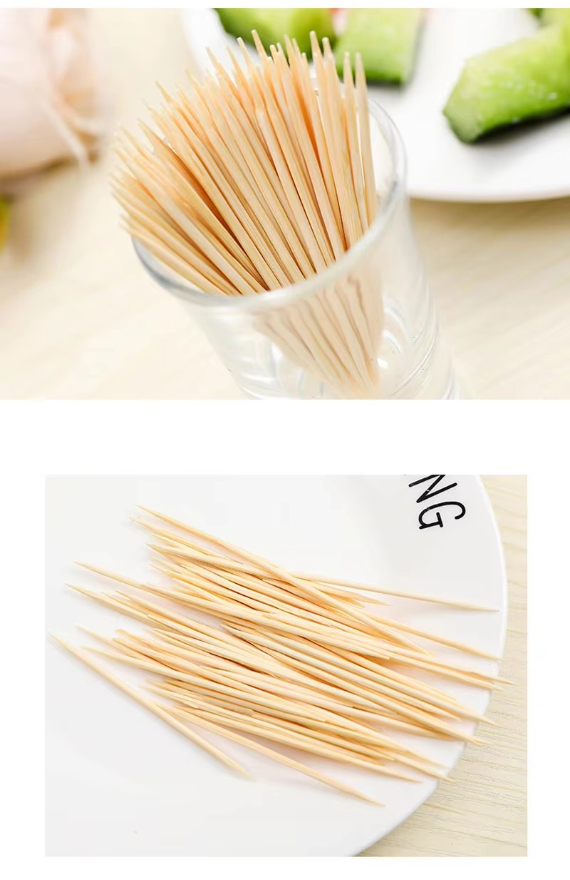 100pcs Bamboo Toothpick Disposable Natural Toothpicks Fruit Single ...