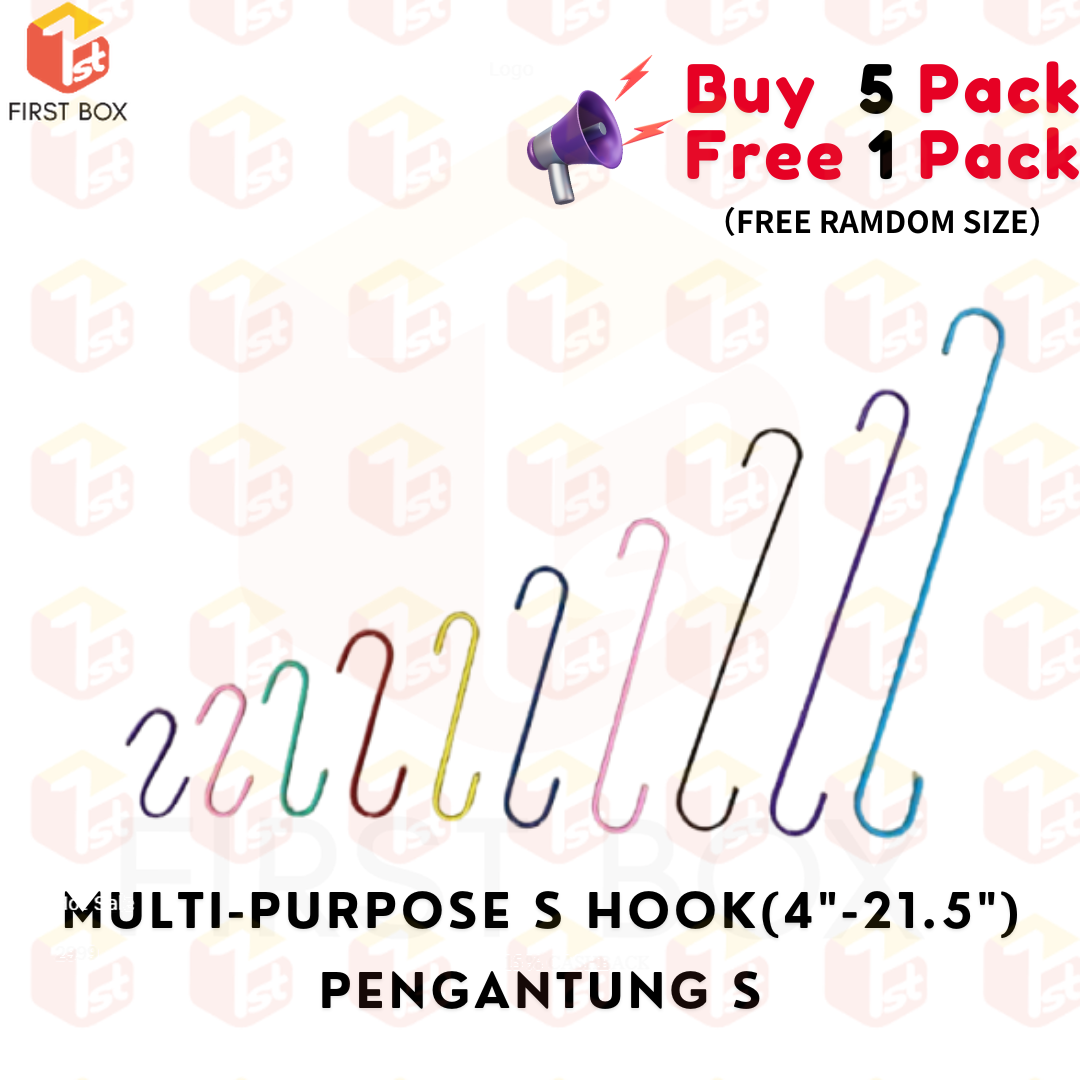 (Buy 5 Pack Free 1 Pack) Multi-Purpose S Hook/S Shaped Hanger Metal ...