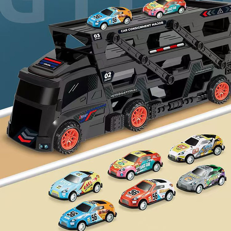 Foldable Trailer Truck Toys 3Layers Deformed Container Catapult Truck ...