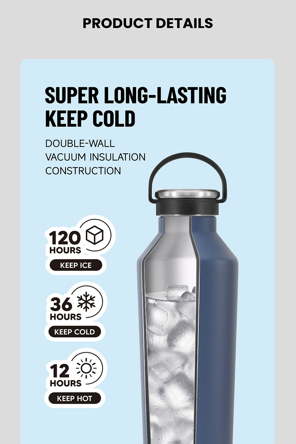 TYESO Tumbler With Handle 500/750/900ml Thermos Bottle Insulated Botol Air Keep Hot and Cold TS ...