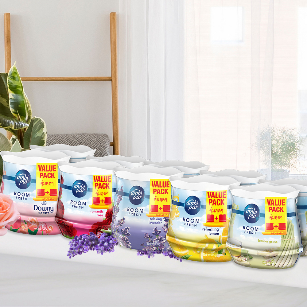 Ambi Pur Room Fresh Air Refreshing Gel Lemon Grass 2 Pack x 180g ...