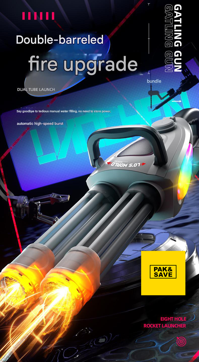 Double Gatling LED Electric Water Gun Blaster Guns Toys Cannon Swimming ...