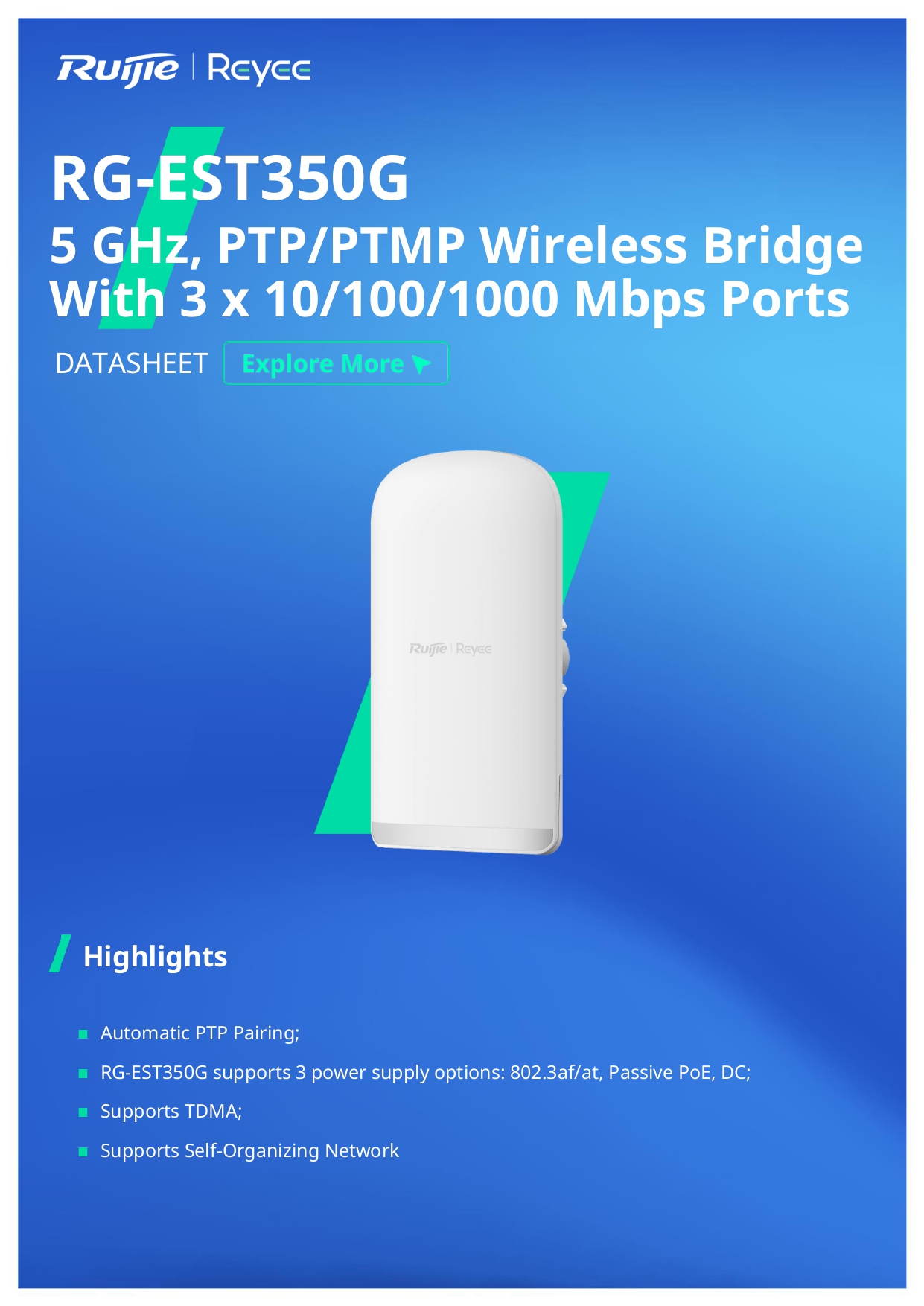 RUIJIE 5GHz wireless bridge, max 867Mbps wireless rate EST350G | Shopee ...