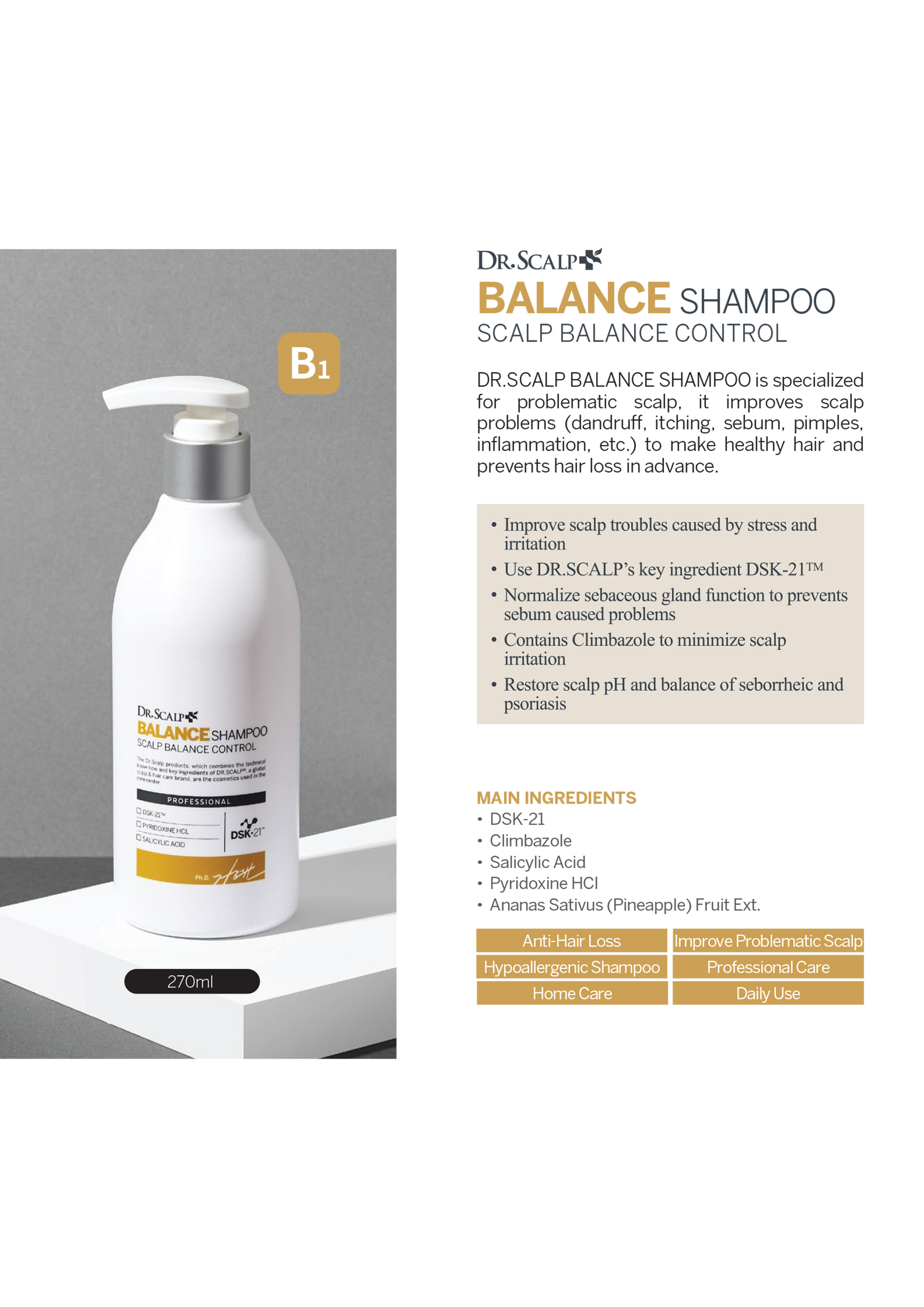 DR.SCALP Balance Shampoo Scalp Balance Control 270ml ( For Improves ...