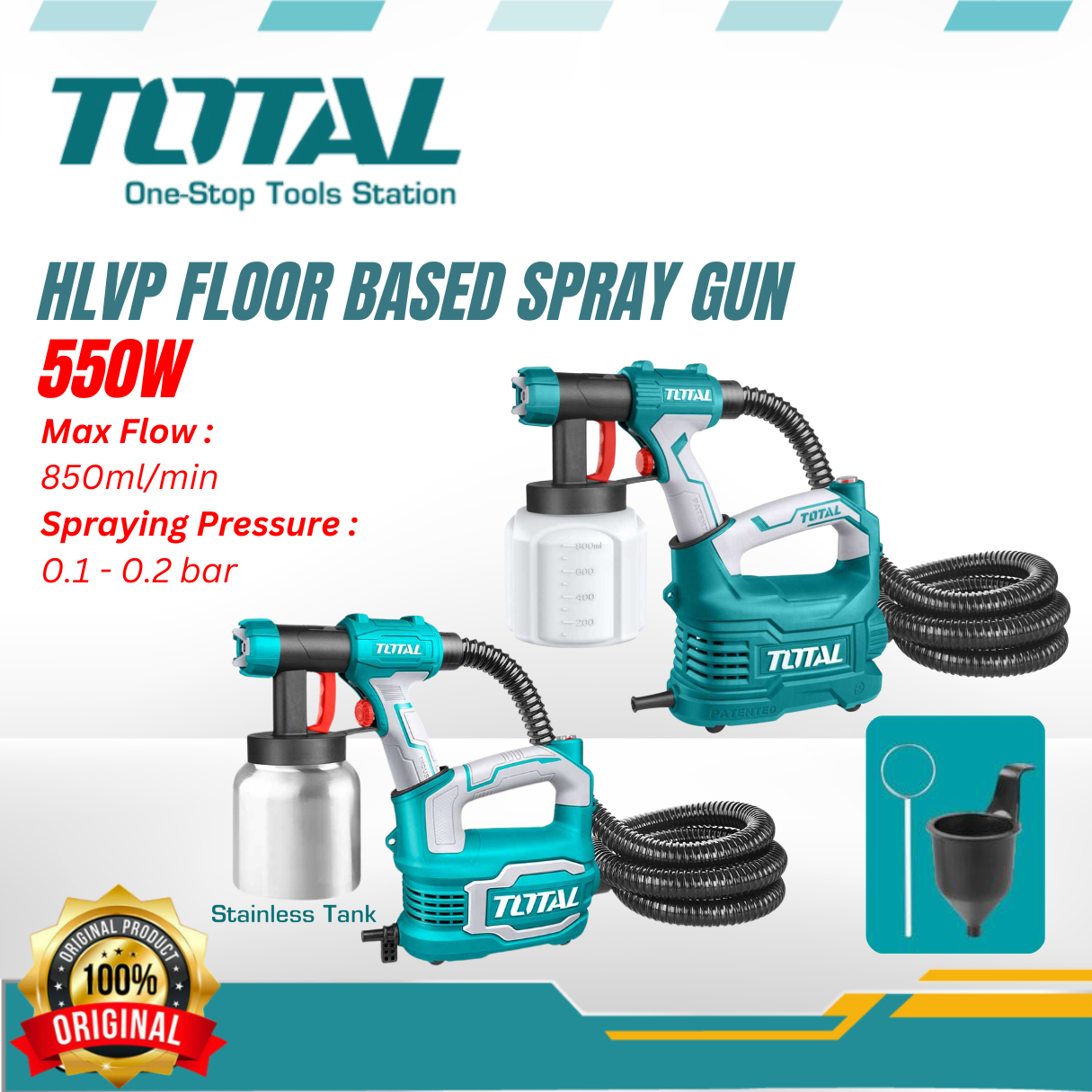 TOTAL TT5006 / TT5006-2 550W ELECTRIC FLOOR BASED HVLP SPRAY GUN ...