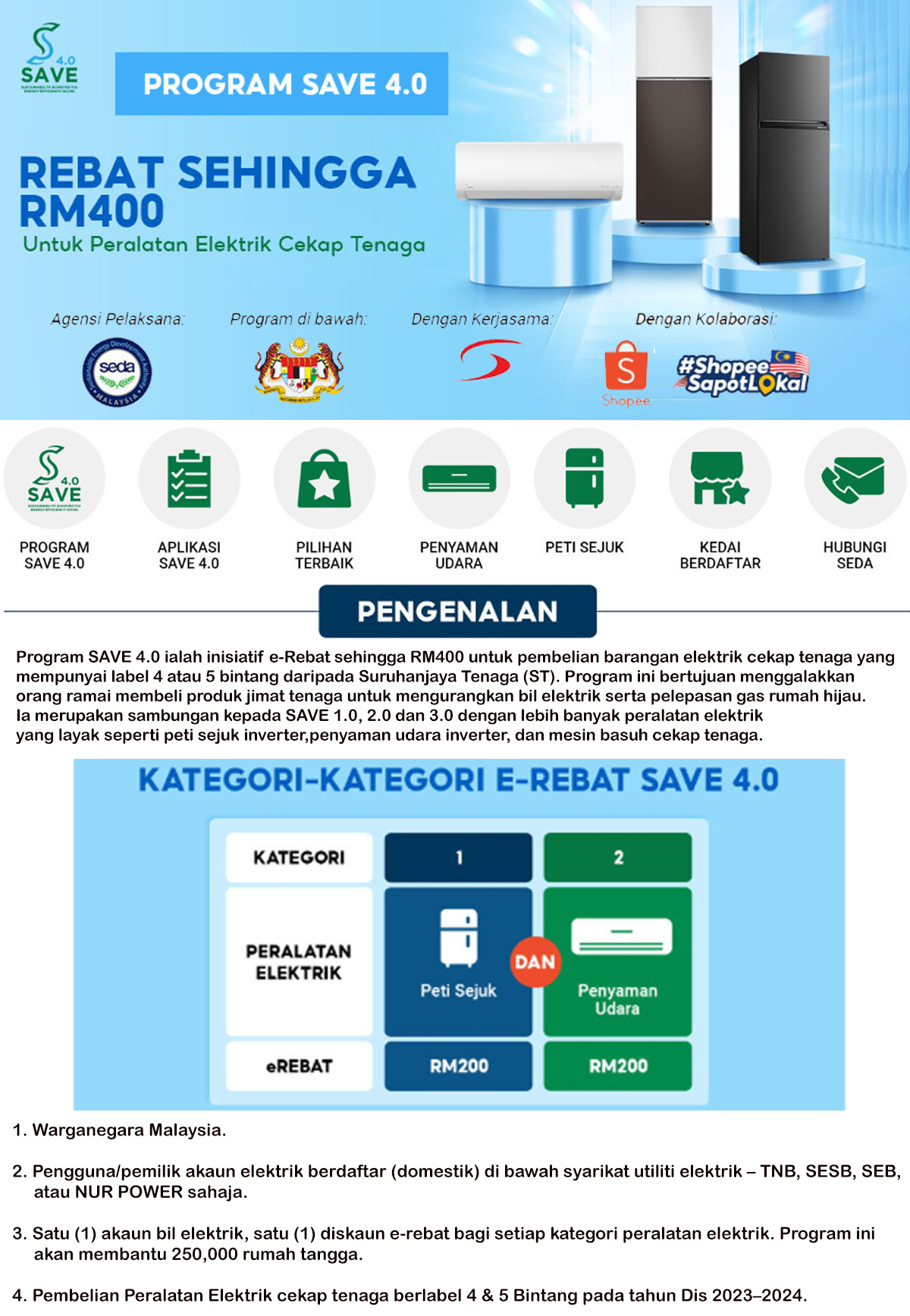 [ Save 4.0 ] Sharp 440L Refrigerator 2 Door/Peti Ais 2 Pintu Inverter ...