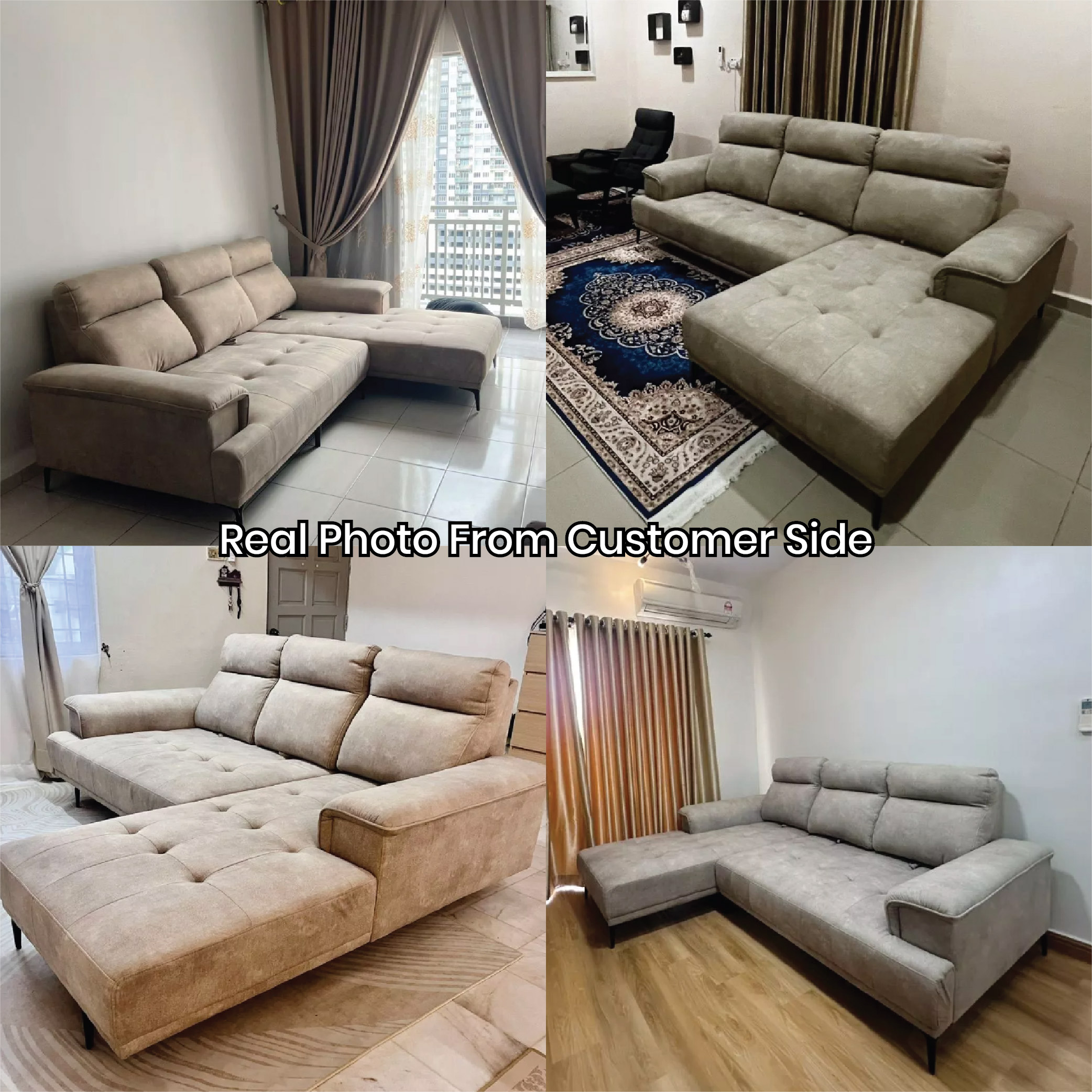 Veloona Sofa Modena Adjustable Grey Beige Cream Sofa L Shape Sofa Set Push Back Easy Clean ...