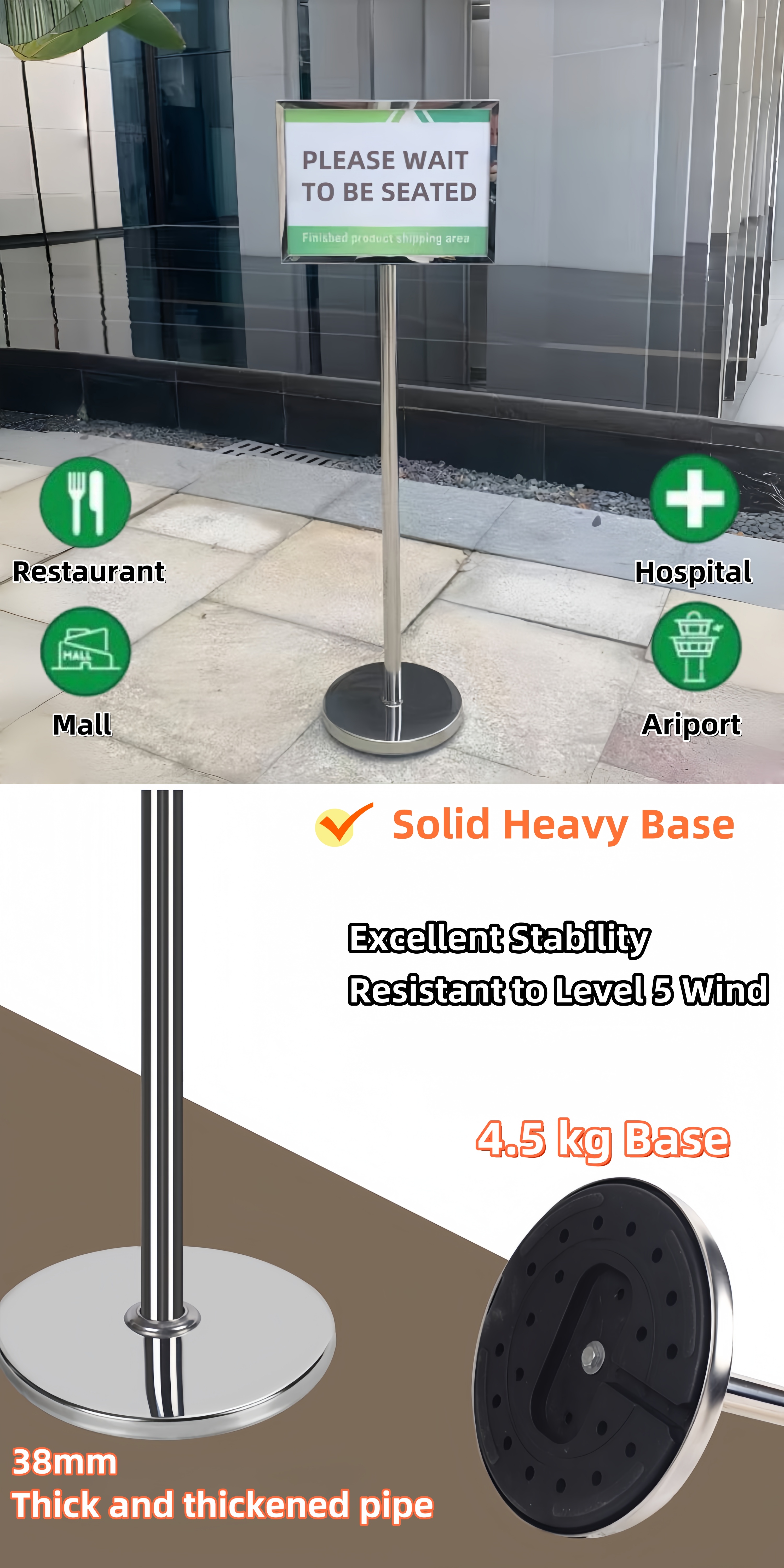 Stainless Steel Signboard Stand Outdoor A4 Heavy Duty Base Poster ...