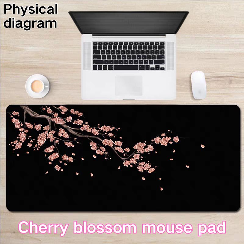 Black and White Japanese Wave Dragon Gaming Mouse Pad - Abstract Mat with Stitched Edges - Desk ...