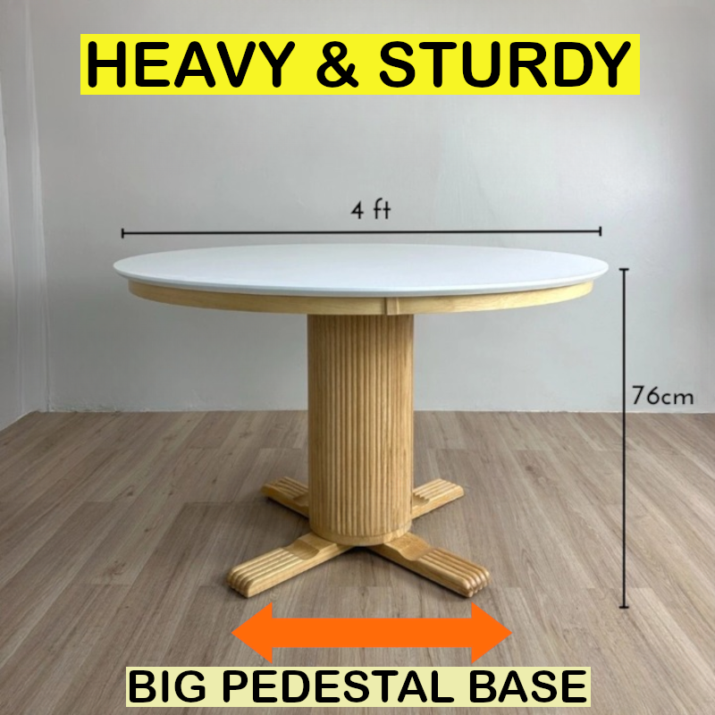 Dining Table 2.5FT/3FT/3.5FT/4FT Round With Stopper Apron Support ...