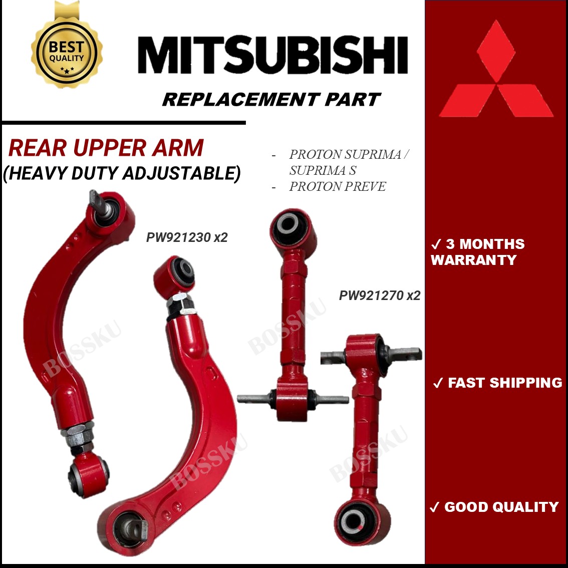HEAVY DUTY & ADJUSTABLE !!PROTON PREVE/ SUPRIMA S - REAR UPPER ARM LONG ...
