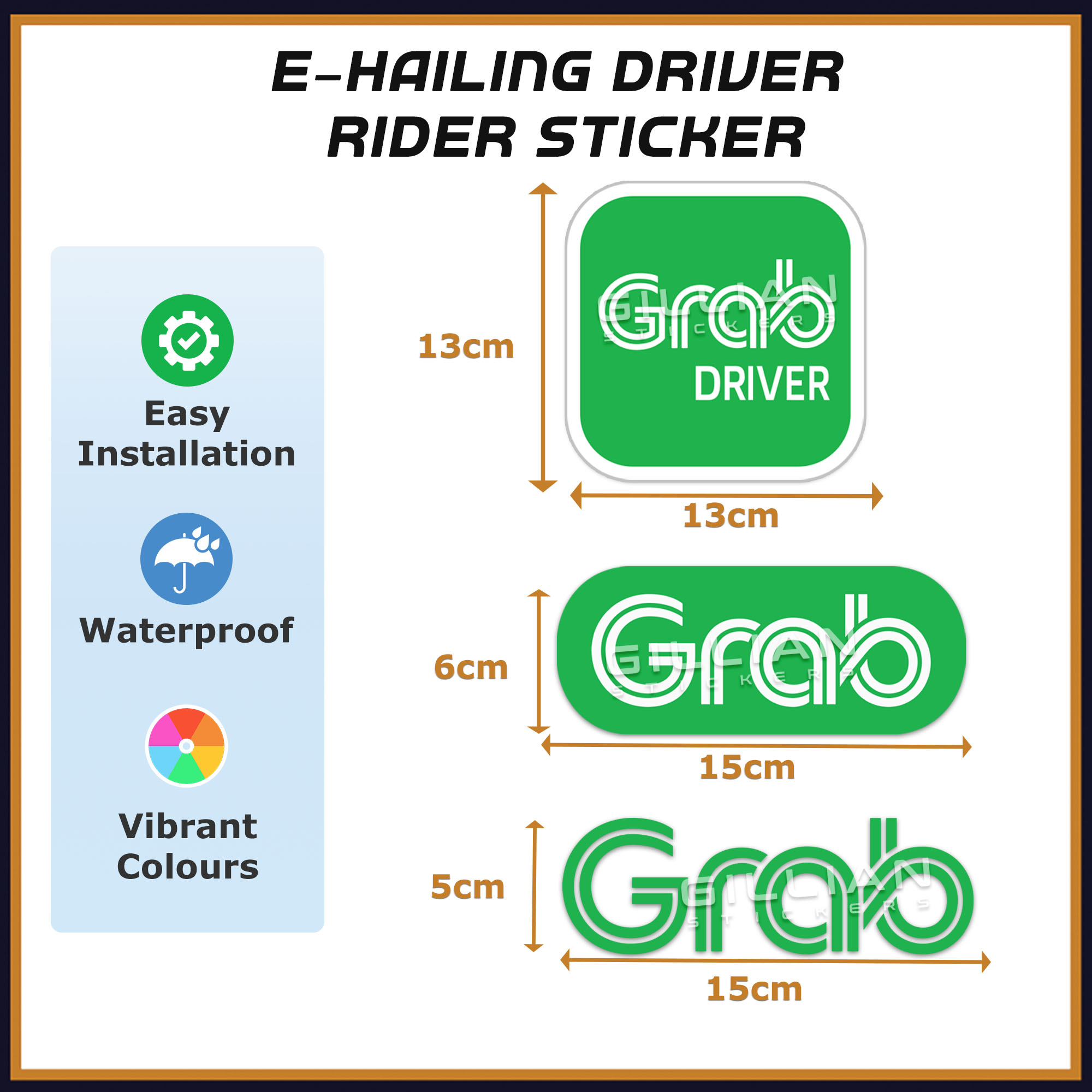 E-Hailing Driver Sticker Decal for Car/Rider Use Transport Service ...