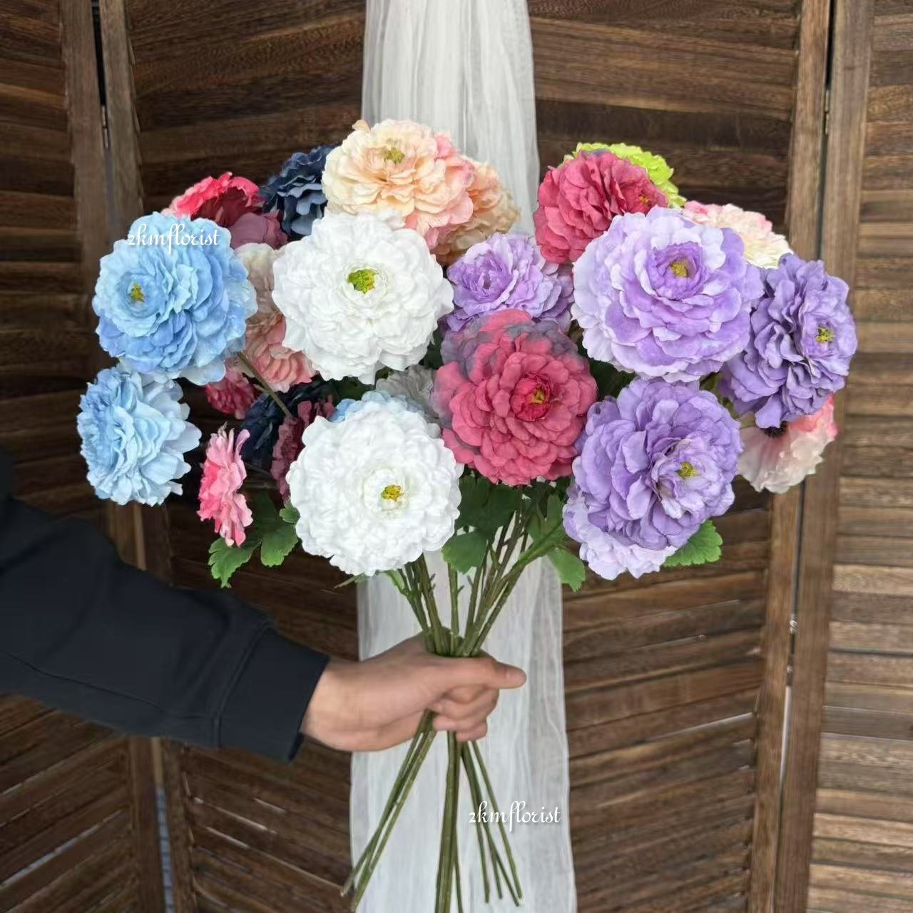 (3HEADS) CORAL PEONY FLOWER Artificial Fake Plant Bouquet Plastic ...