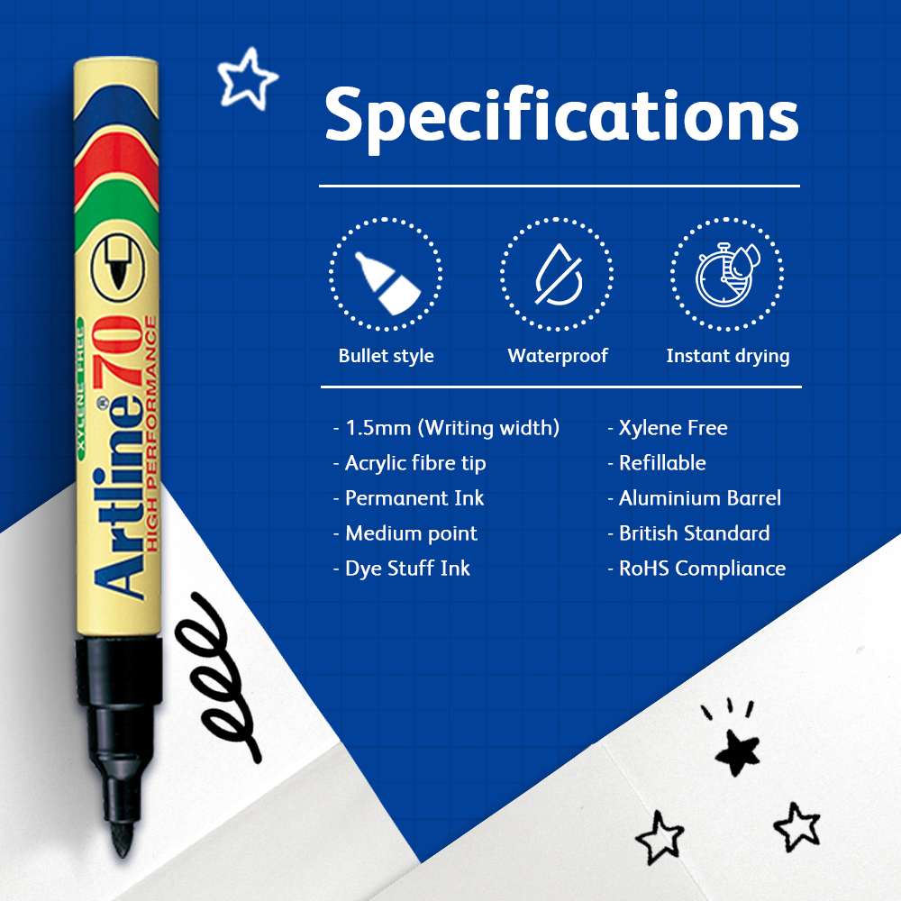 Artline Permanent Marker 10pcs Set (Medium, Chisel, Fine) | Shopee Malaysia