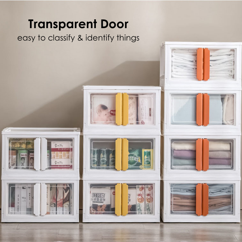 Stackable Two Door Storage Box Foldable Storage Cabinet Rack Plastic ...