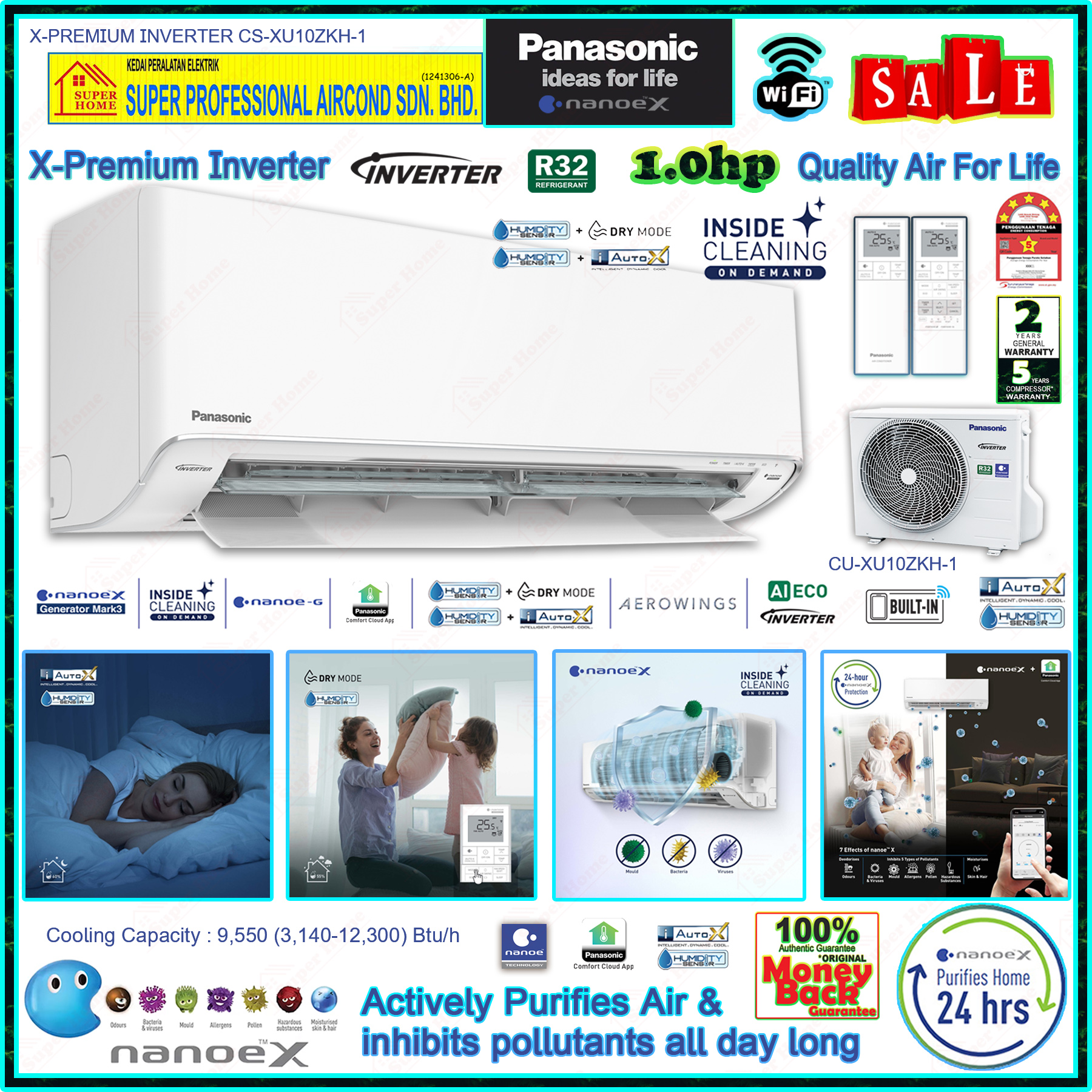 Panasonic 1.0hp Inverter Air Conditioner XU / KU / PU / YU Inverter ...